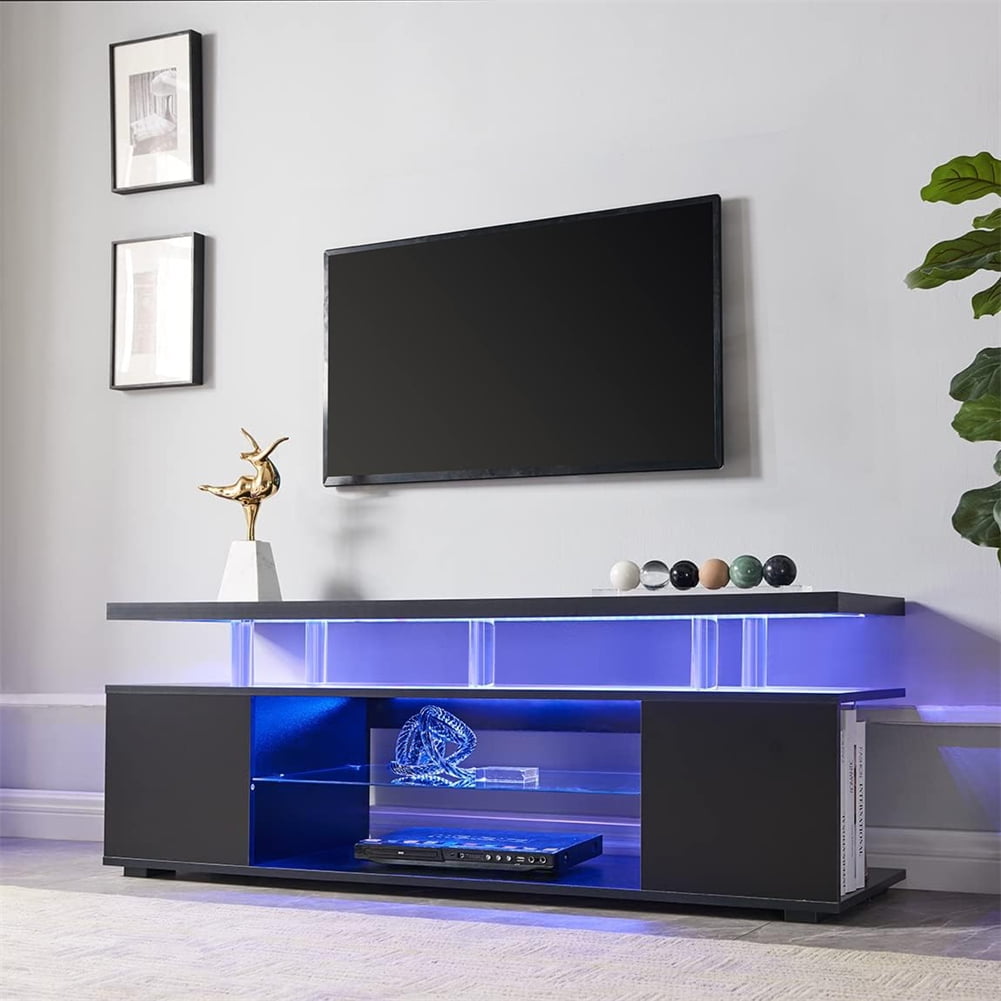Modern TV Stand With Large Side Cabinet, Shelves, TV Storage Cabinet ...