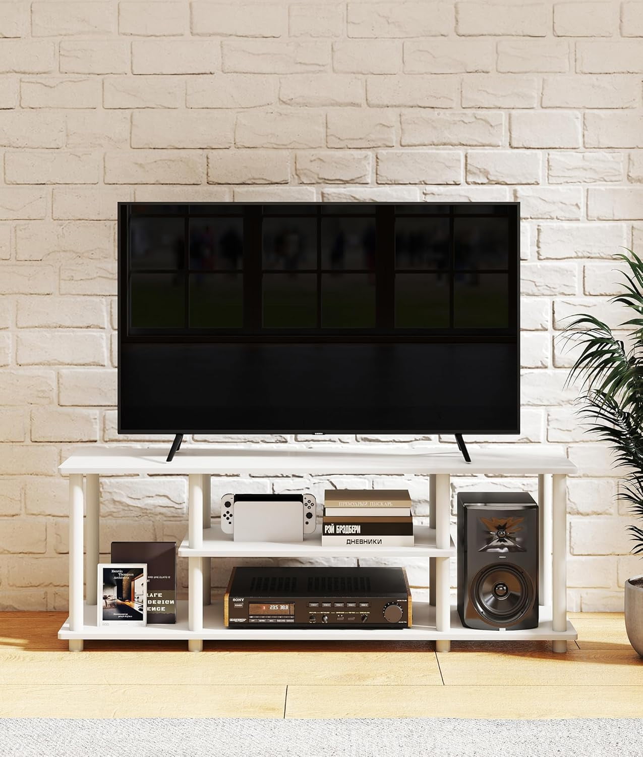 Modern TV Stand for 50" Television, Entertainment Center with Open ...