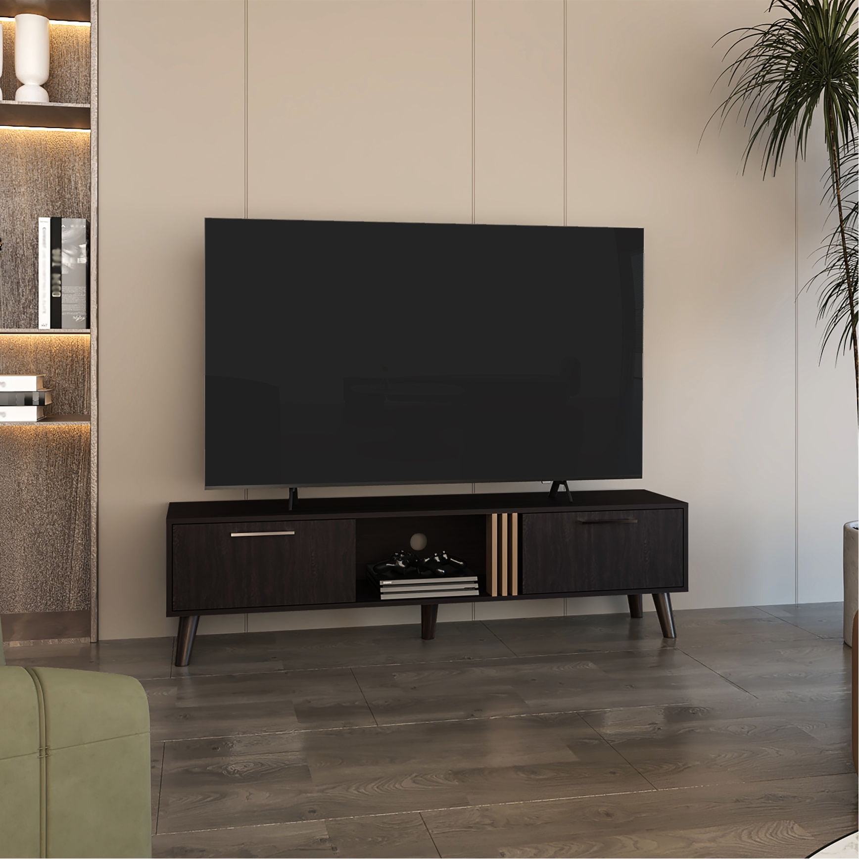 Modern TV Stand for Living Room Use / With Two Open Shelves / Displays ...