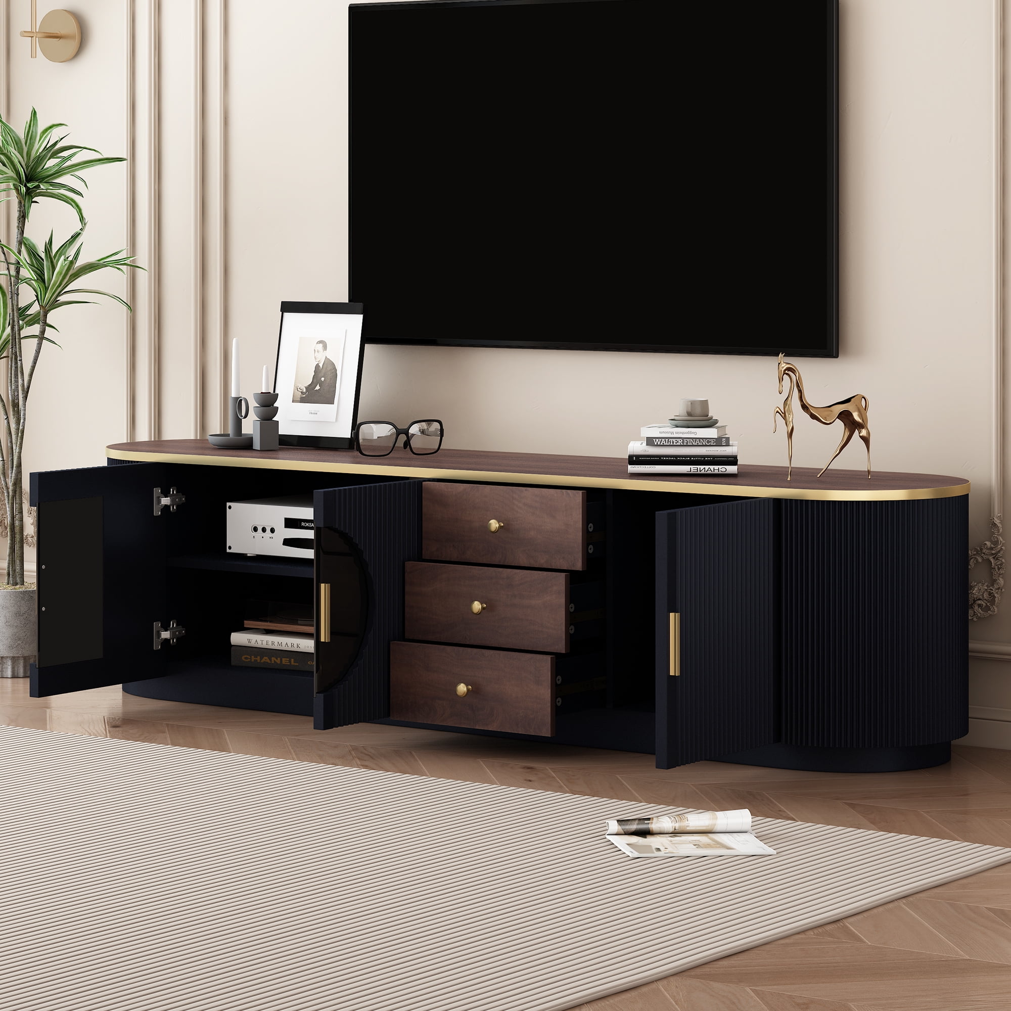 Modern TV Stand for TVs Up to 80 Inch, Media Console Table Storage ...