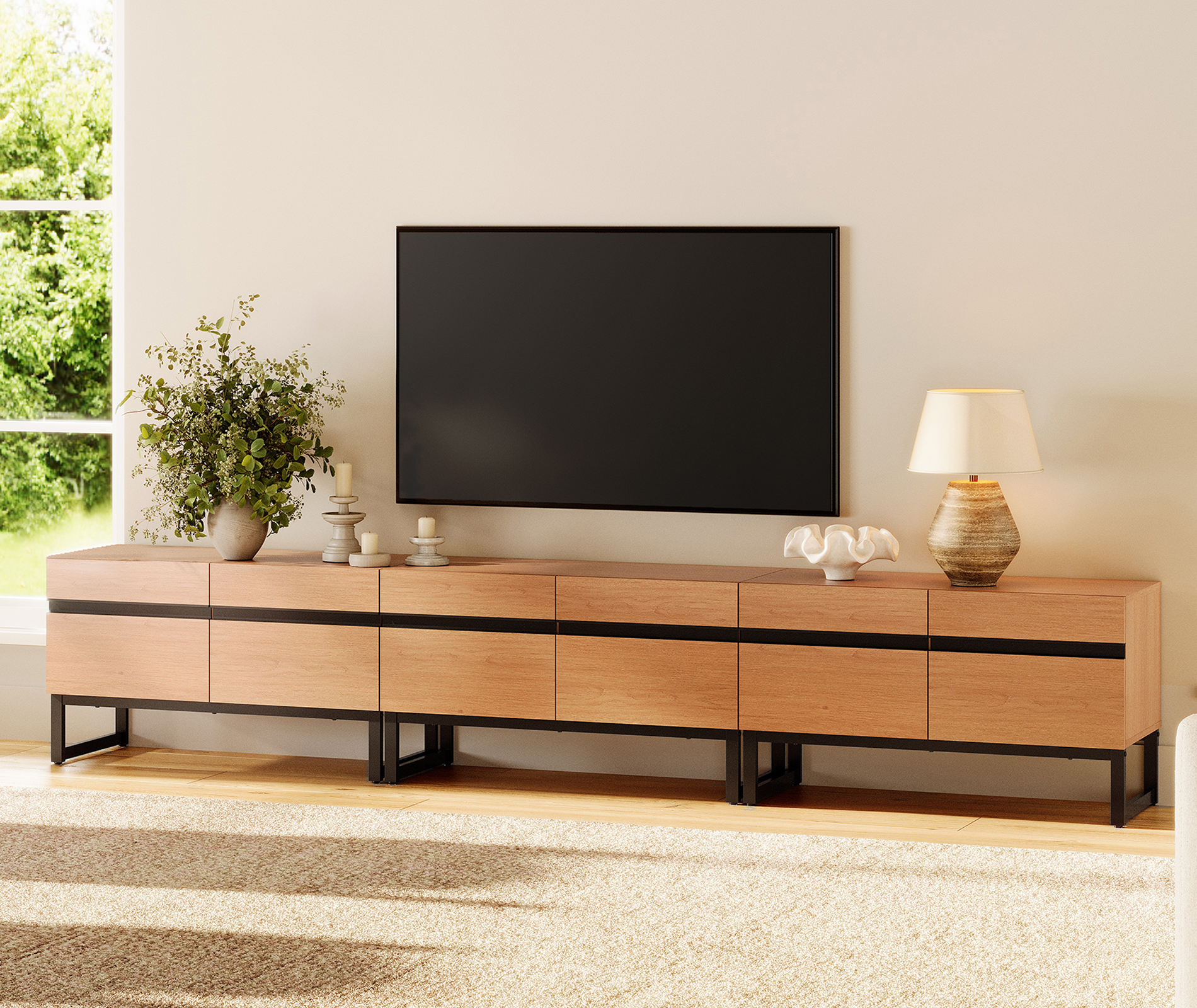 Modern TV Stand for TVs up to 110 inch, 3 in 1 Entertainment Center TV ...