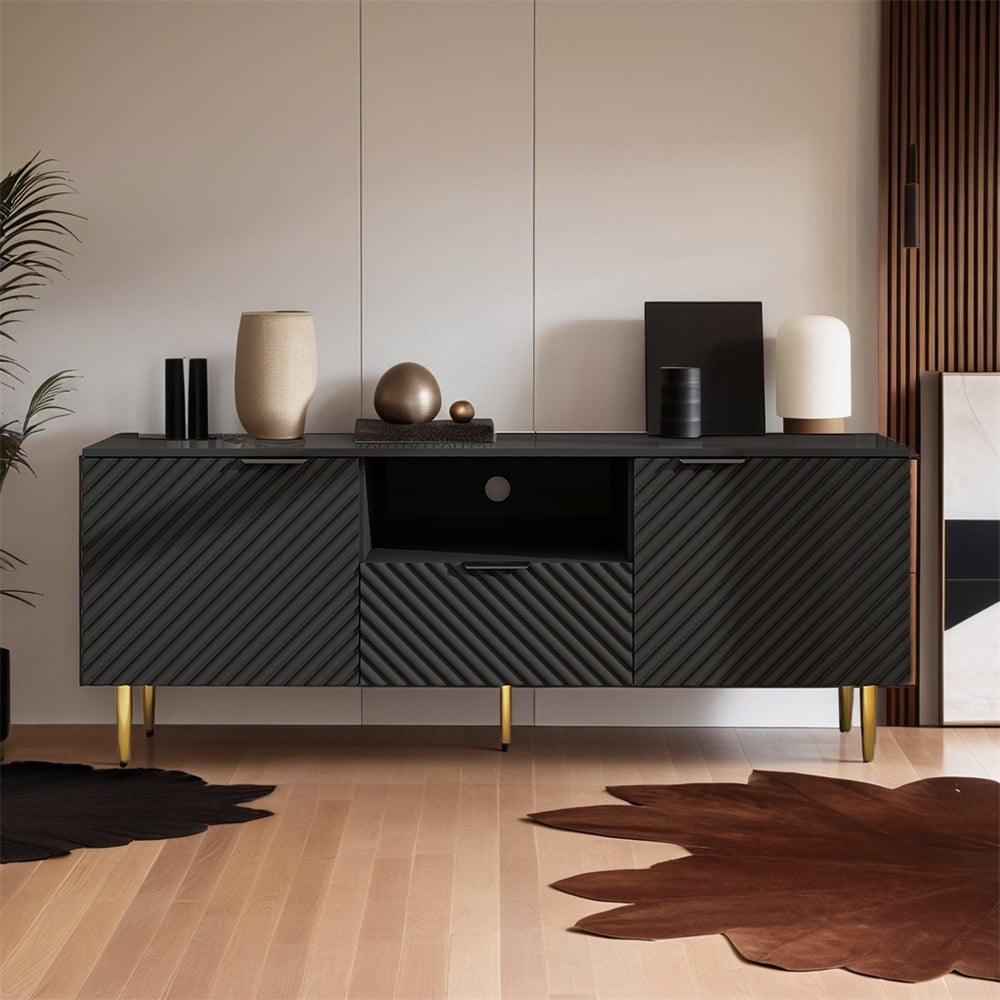 Modern TV Stand for TVs up to 65 Inch, Entertainment Center with Wave ...