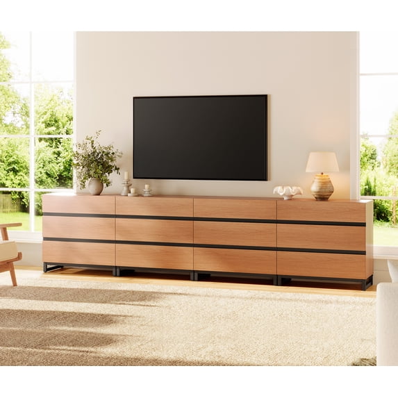 Modern TV Stand with 12 Drawers and Metal Base, Entertainment Center ...