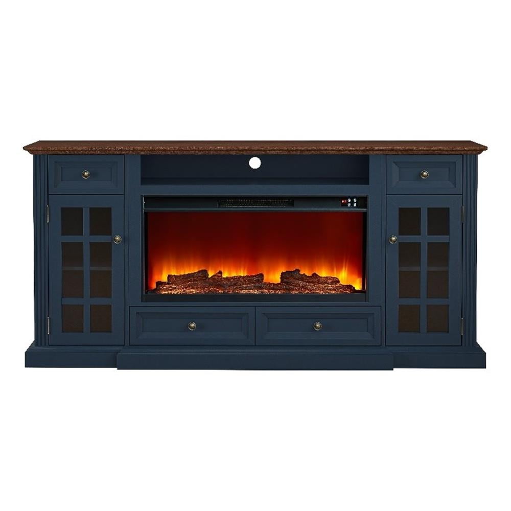 Blue Tv Stand With Fireplace