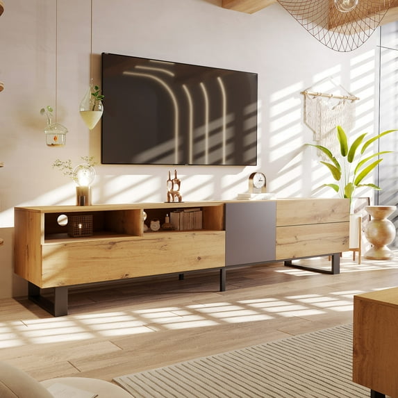 Modern TV Stand with Multi-Purpose Storage / Cable Management for Tidy ...