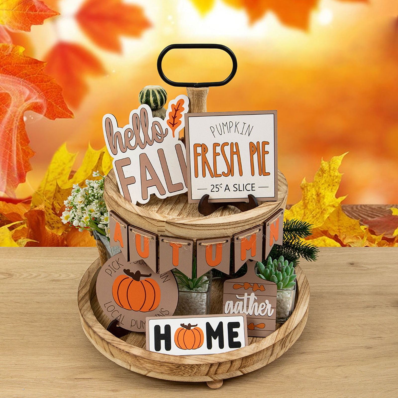 Modern Table Centerpieces for Kitchen 3 Tier Stand Wooden Cute Coffee ...