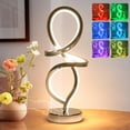 Modern Table Lamp, RGB Table Lamp，LED Spiral Lamp, Silver Bedside Lamp ...