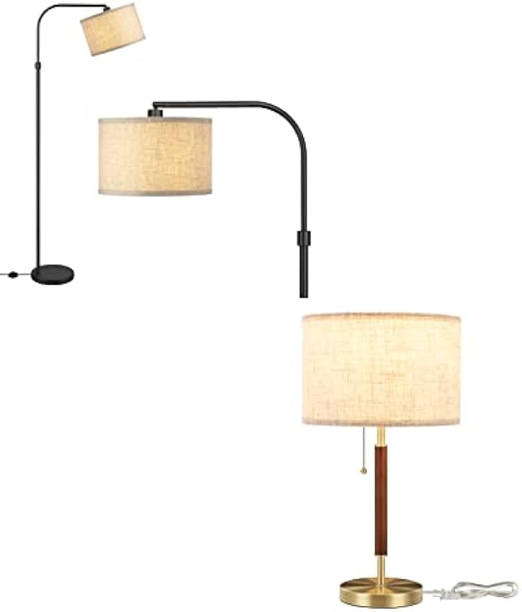 Modern Table Lamp, Solid Wood Pole Bedside Lamp with Pull Chain Switch ...