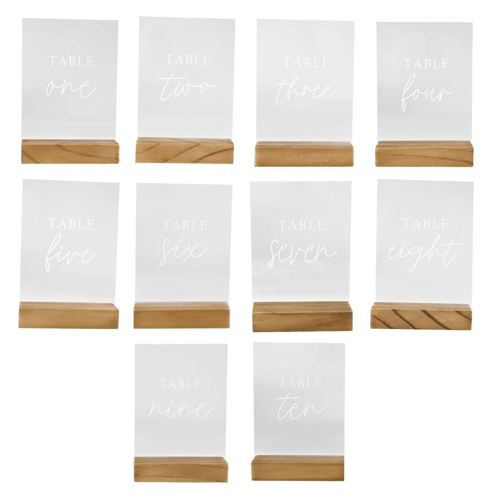 Modern Table Number Signs with Wood Stand for Wedding Reception ...