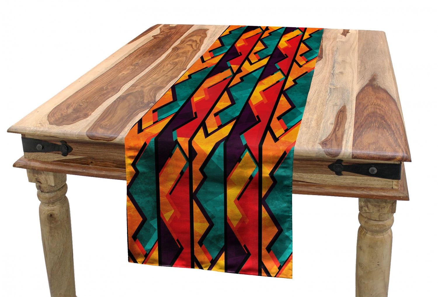 Modern Table Runner, Geometric Contemporary Art Design Black Bold Zig ...