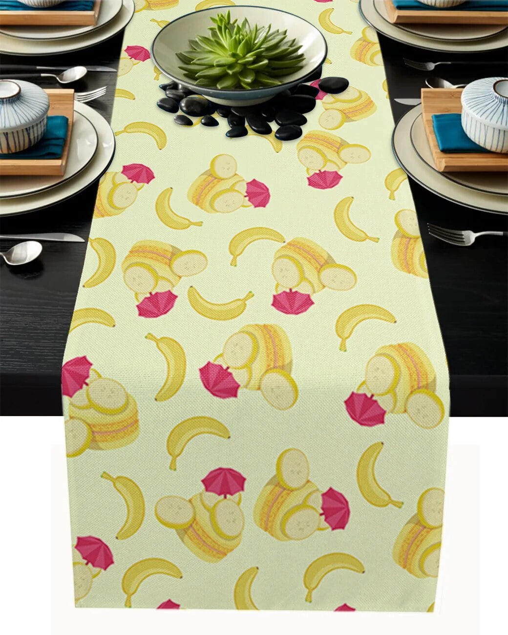 Modern Table Runner Macron Food Fruit Leaves Table Runners for Wedding ...