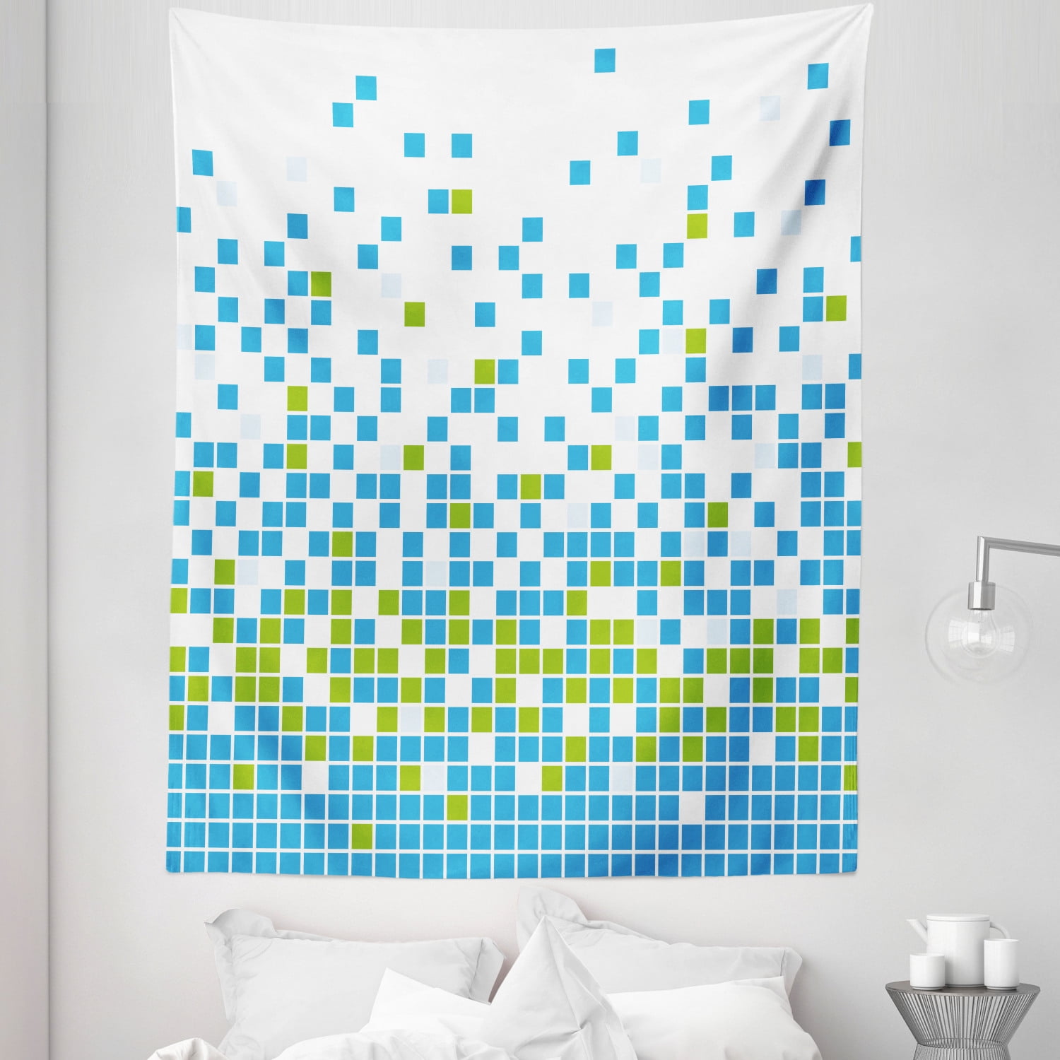 Modern Tapestry, Mosaic Grid Pattern Pixel Art Digital Design Graphic ...