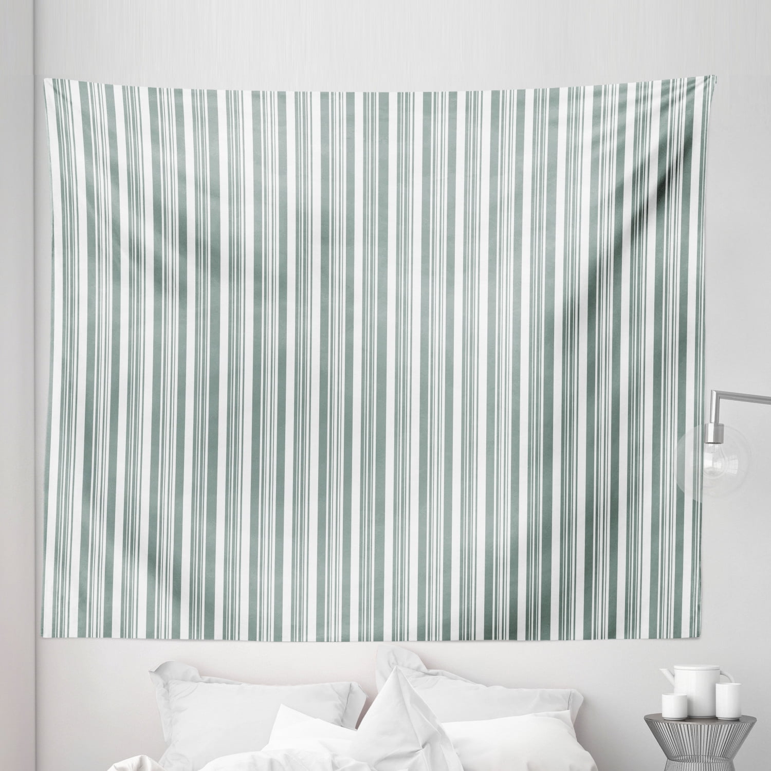 Modern Tapestry, Vertical Thin and Bold Stipes Optical Pattern Retro ...