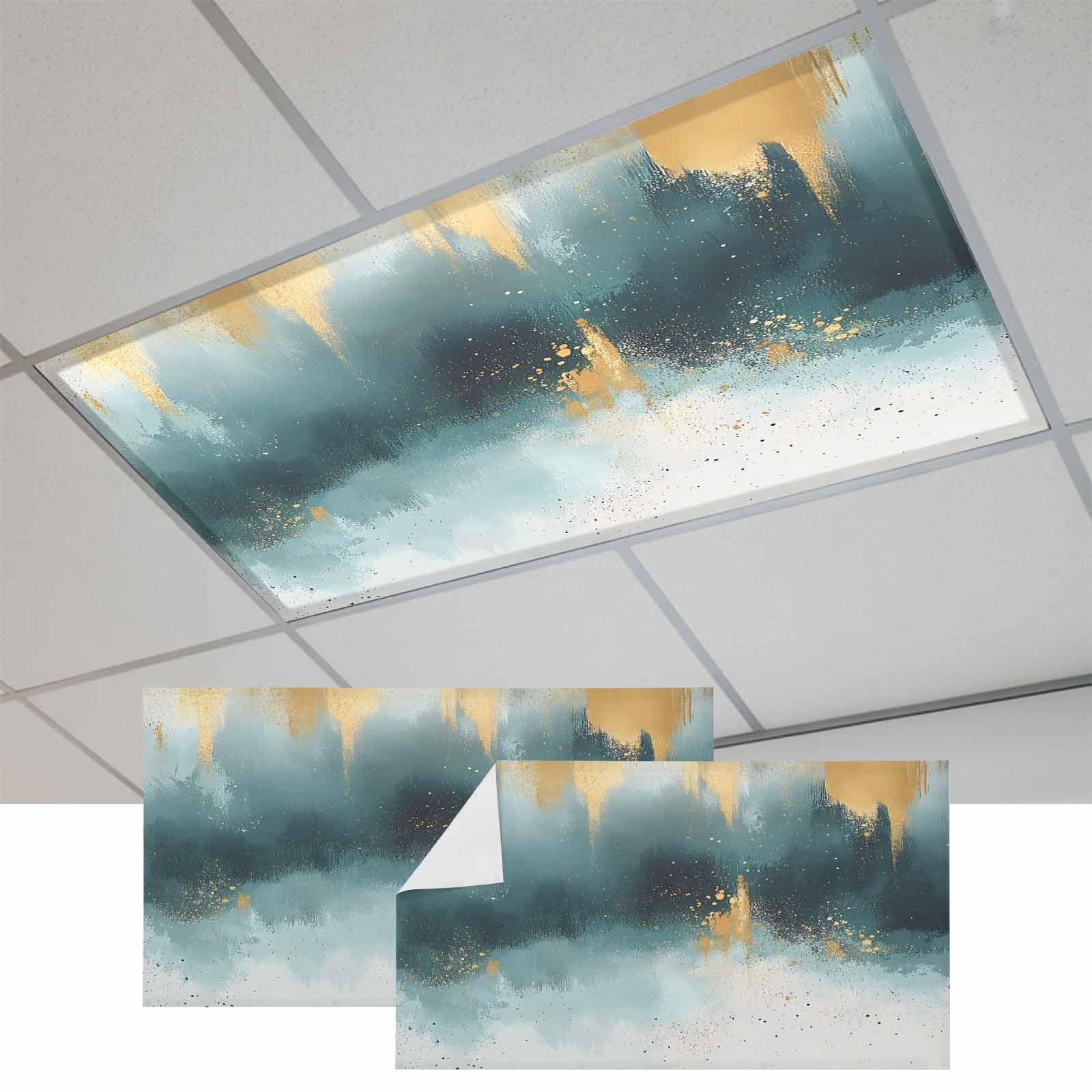 Modern Teal Gold Magnetic Fluorescent Light Covers for Ceiling Lights 2 ...