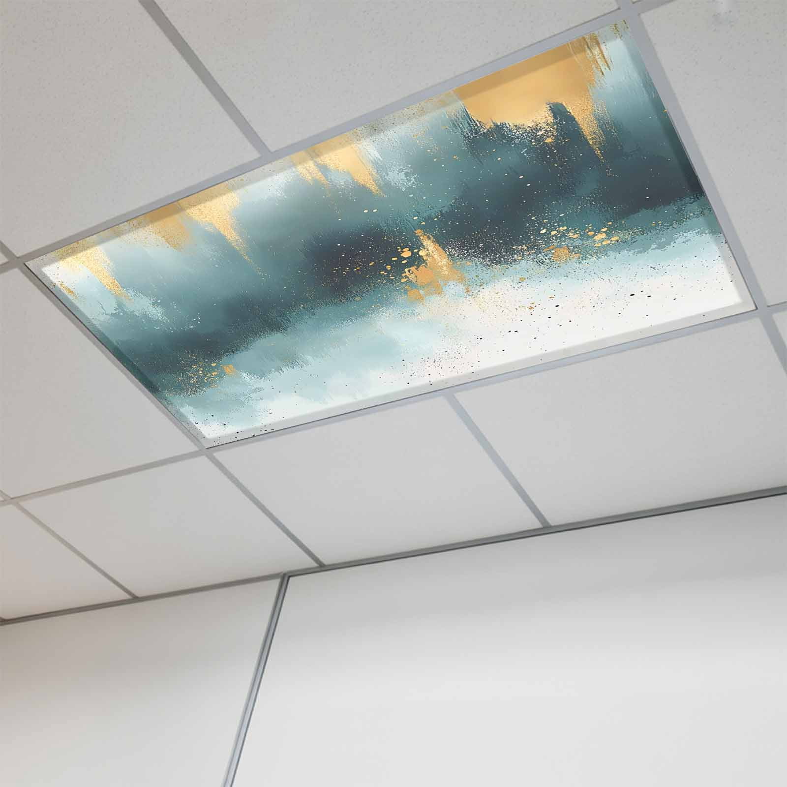 Modern Teal Gold Magnetic Fluorescent Light Covers for Ceiling Lights 2 ...