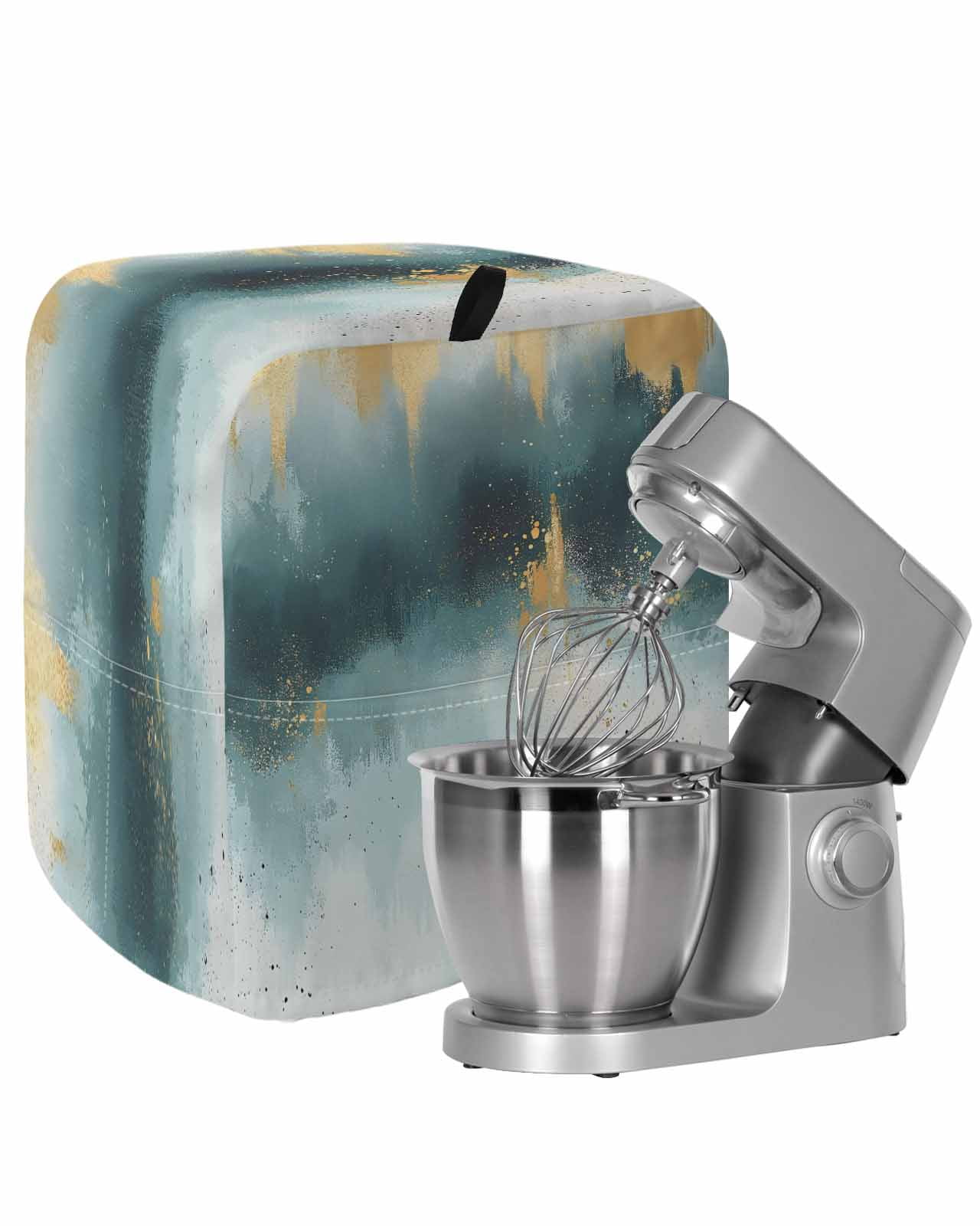 Modern Teal Gold Stand Mixer Dust Cover with Storage Pocket & Handles ...