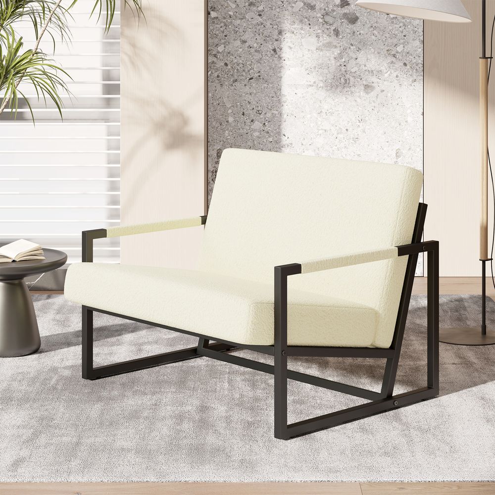 Modern Teddy Fleece Accent Chair – Granular Fleece Upholstered Leisure ...