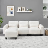 Modern Teddy Fleece L Shape Sectional Sofa with Chaise Ottoman ...