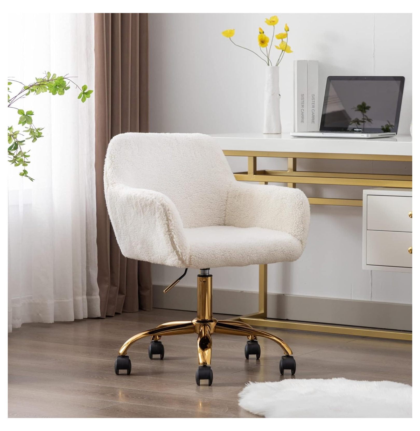 Modern Teddy Home Office Chair, Adjustable Swivel Office Chair for ...
