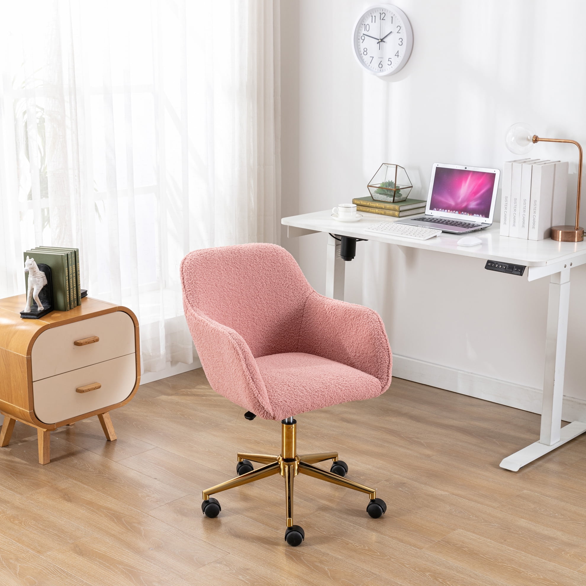 Modern Teddy Home Office Chair, Adjustable & Upholstered Swivel Desk ...