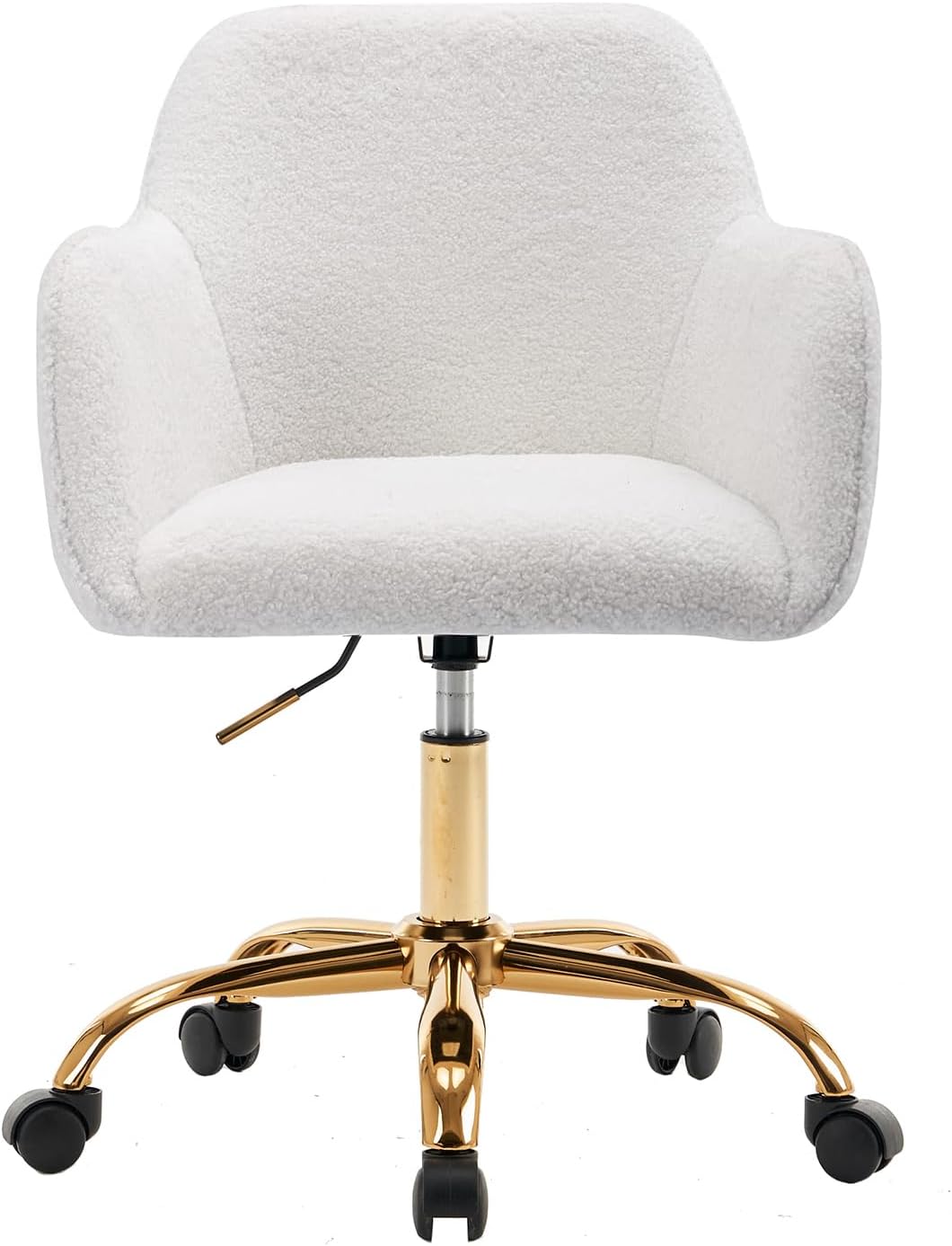Modern Teddy Home Office Chair, Upholstered Cute Desk Chair with Gold ...