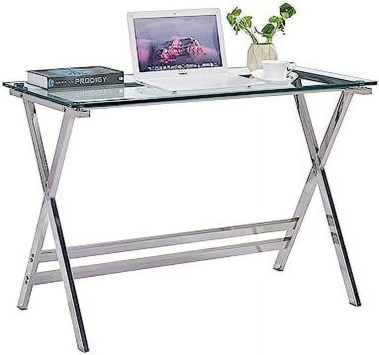 Modern Tempered Glass Computer Desk Black Folding Computer Desk Student ...
