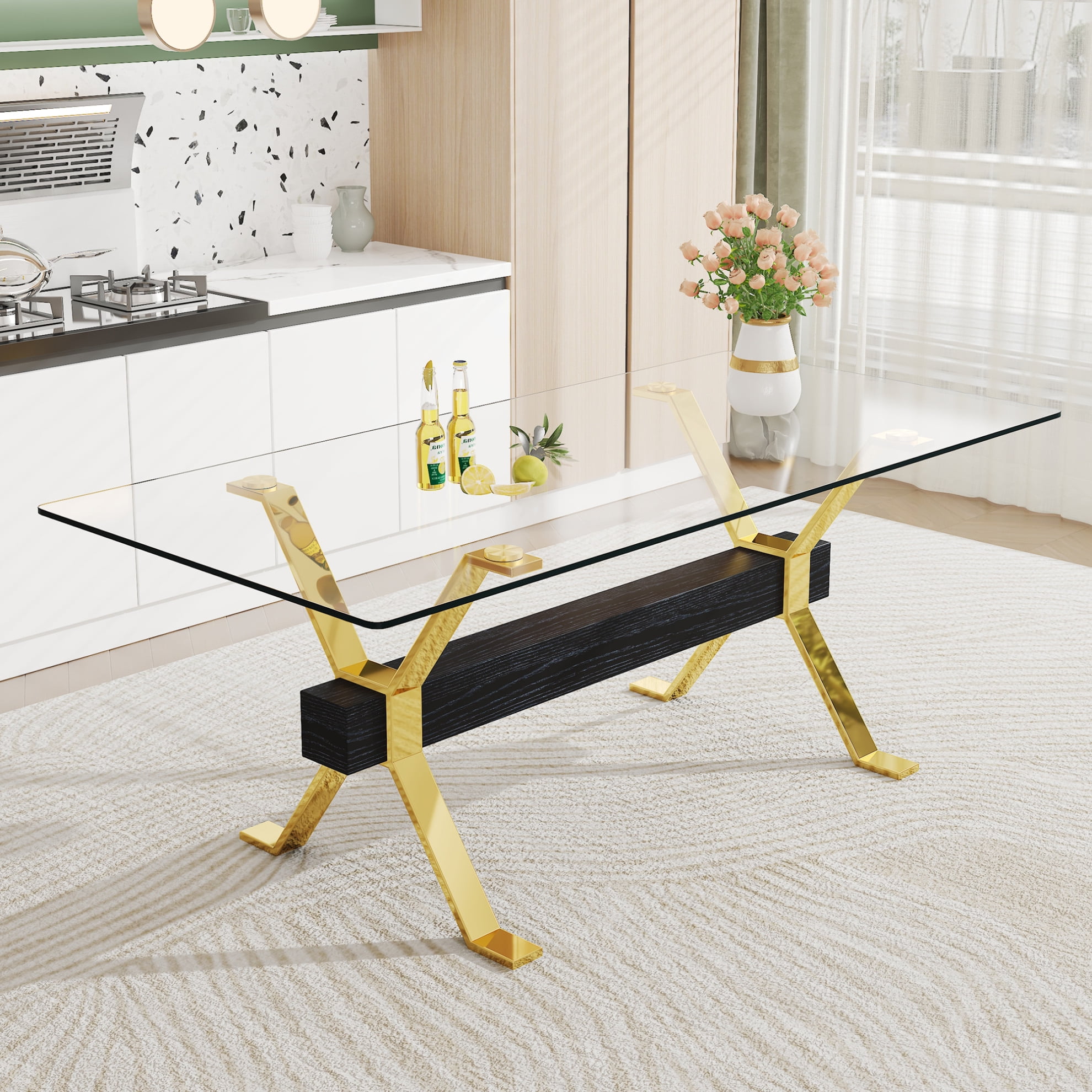 Modern Tempered Glass Dining Table.Glass Coffee Tables for Living Room ...