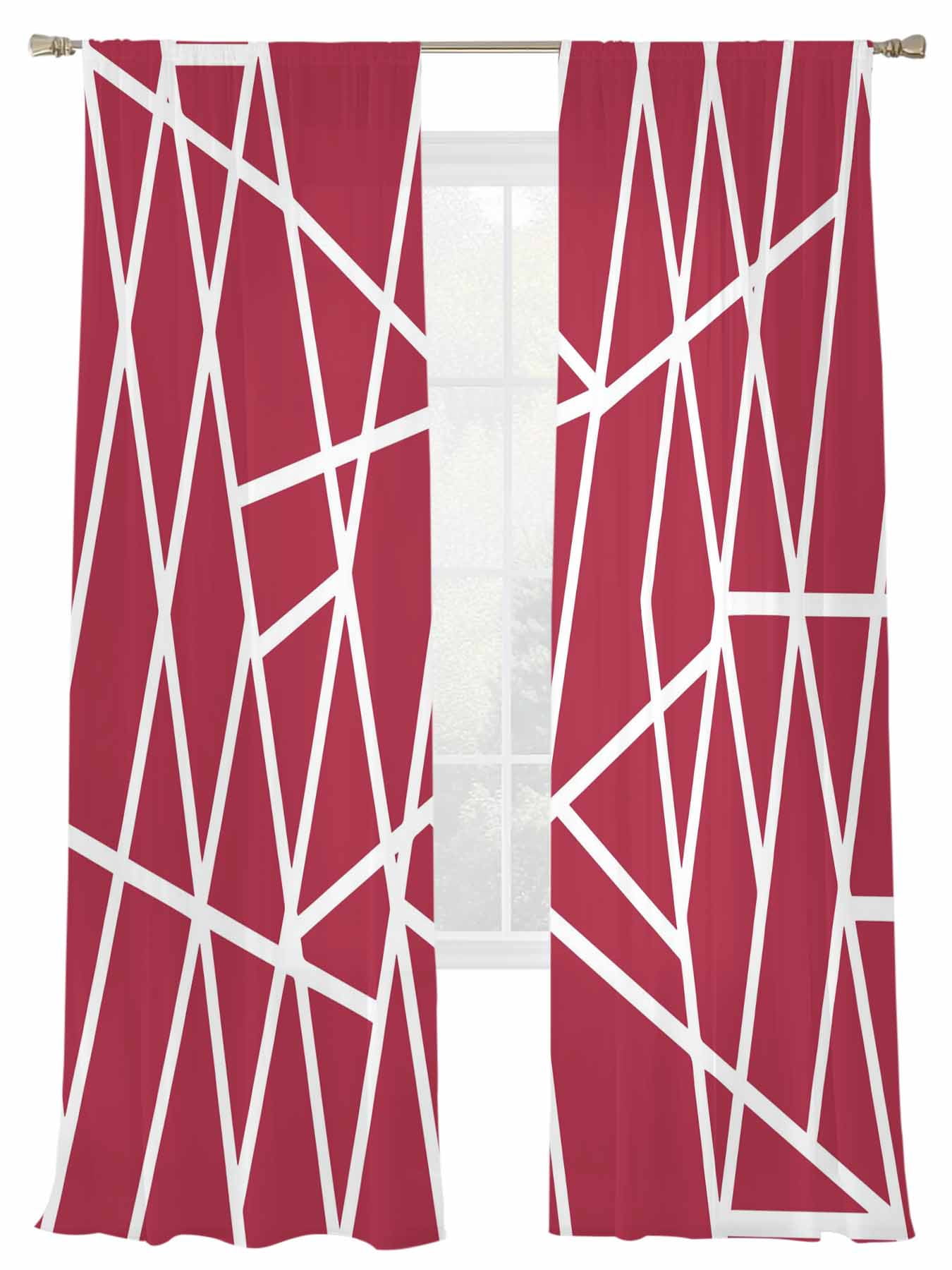 Modern Themed Sheer Curtains 108 Inch Long 2 Panels, Irregular Bright ...