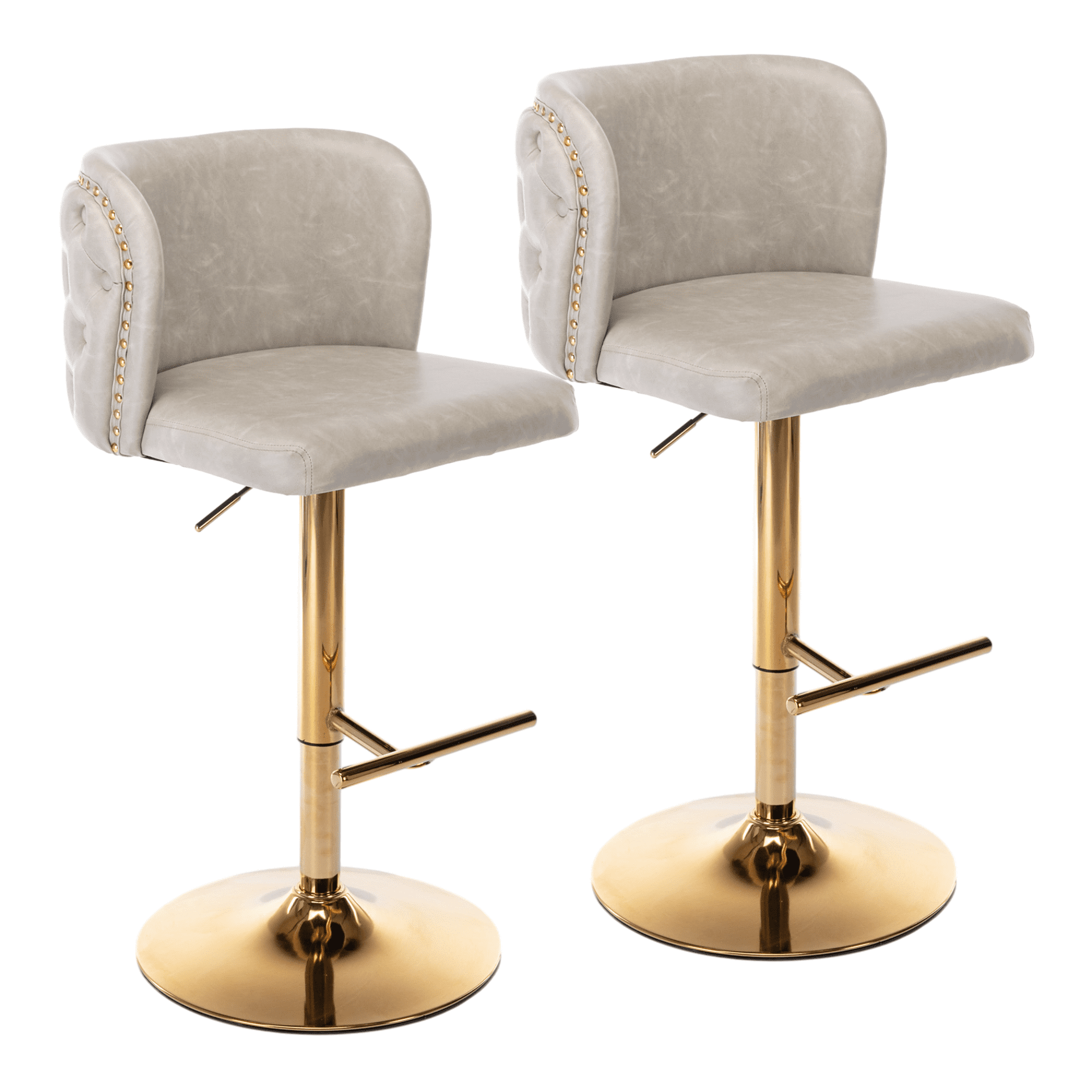 Modern Thick Round Swivel Bar Stool Chair with Golden Base Adjustable ...