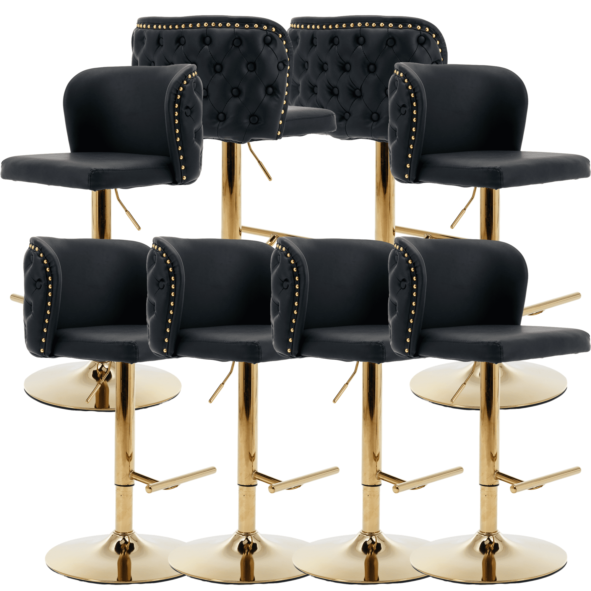 Modern Thick Round Swivel Bar Stool Chair with Golden Base Adjustable ...