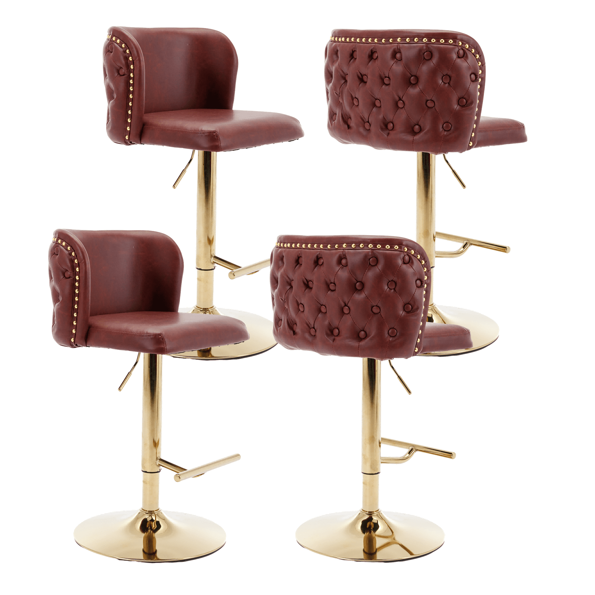 Modern Thick Round Swivel Bar Stool Chair with Golden Base Adjustable ...
