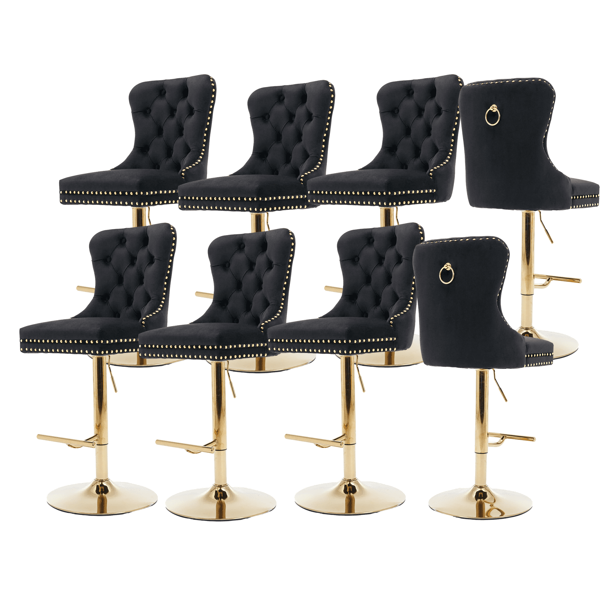 Modern Thick Round Swivel Bar Stool Chair with Golden Base Adjustable ...