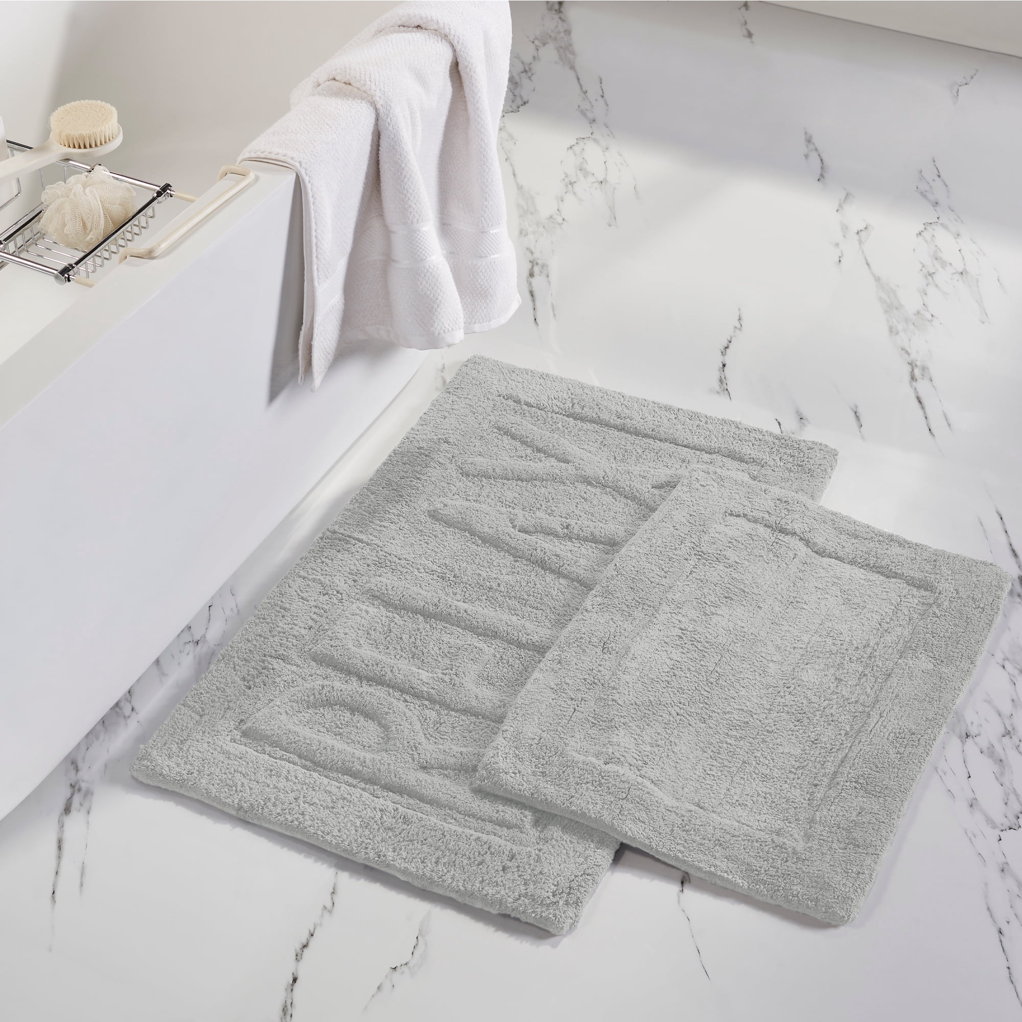 Modern Threads 2 Pack 100% Cotton Bath Mat, 17" x 24" & 21" x 34 ...