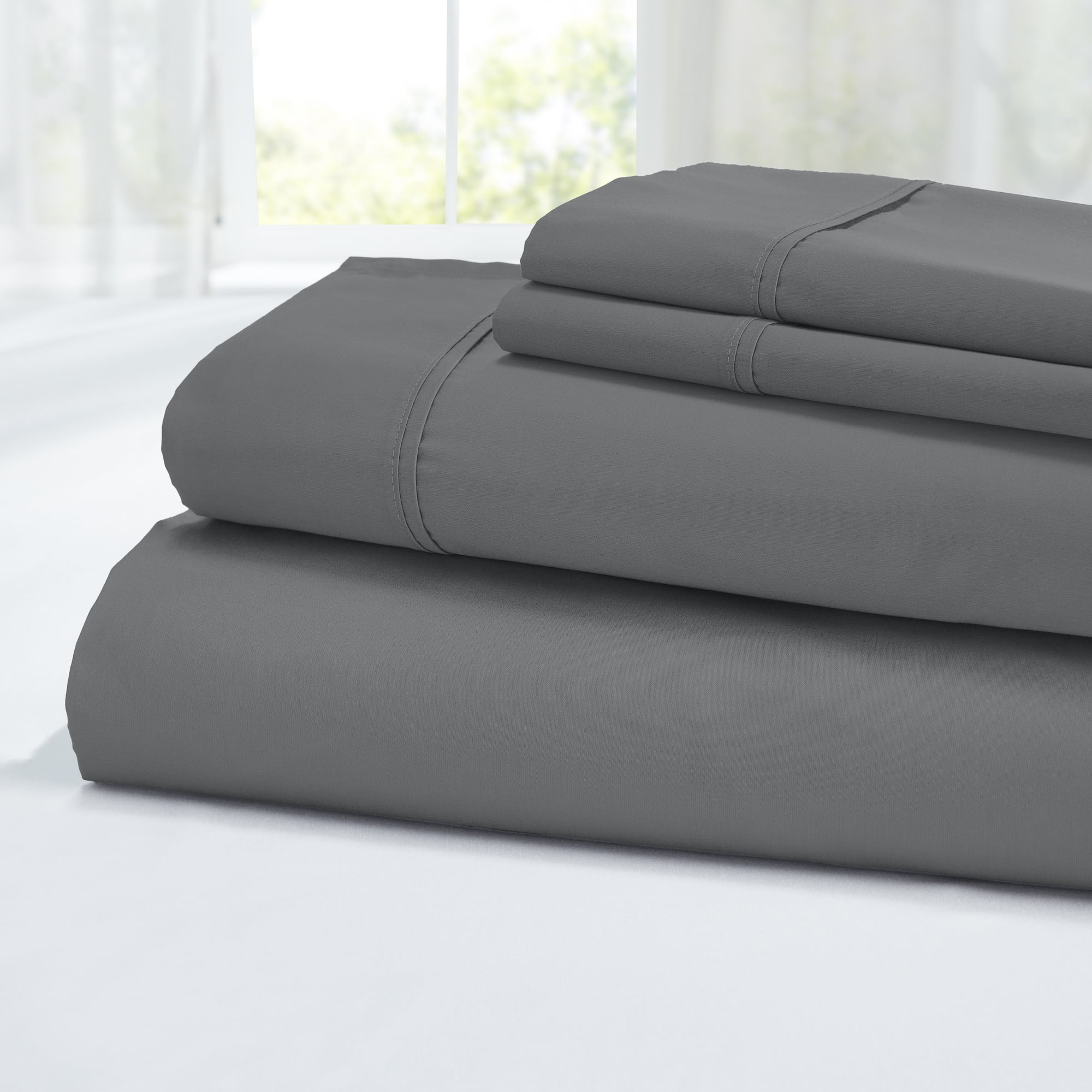 Modern Threads 4-Piece 400 Thread Count Gray Egyptian Cotton Adult Bed ...