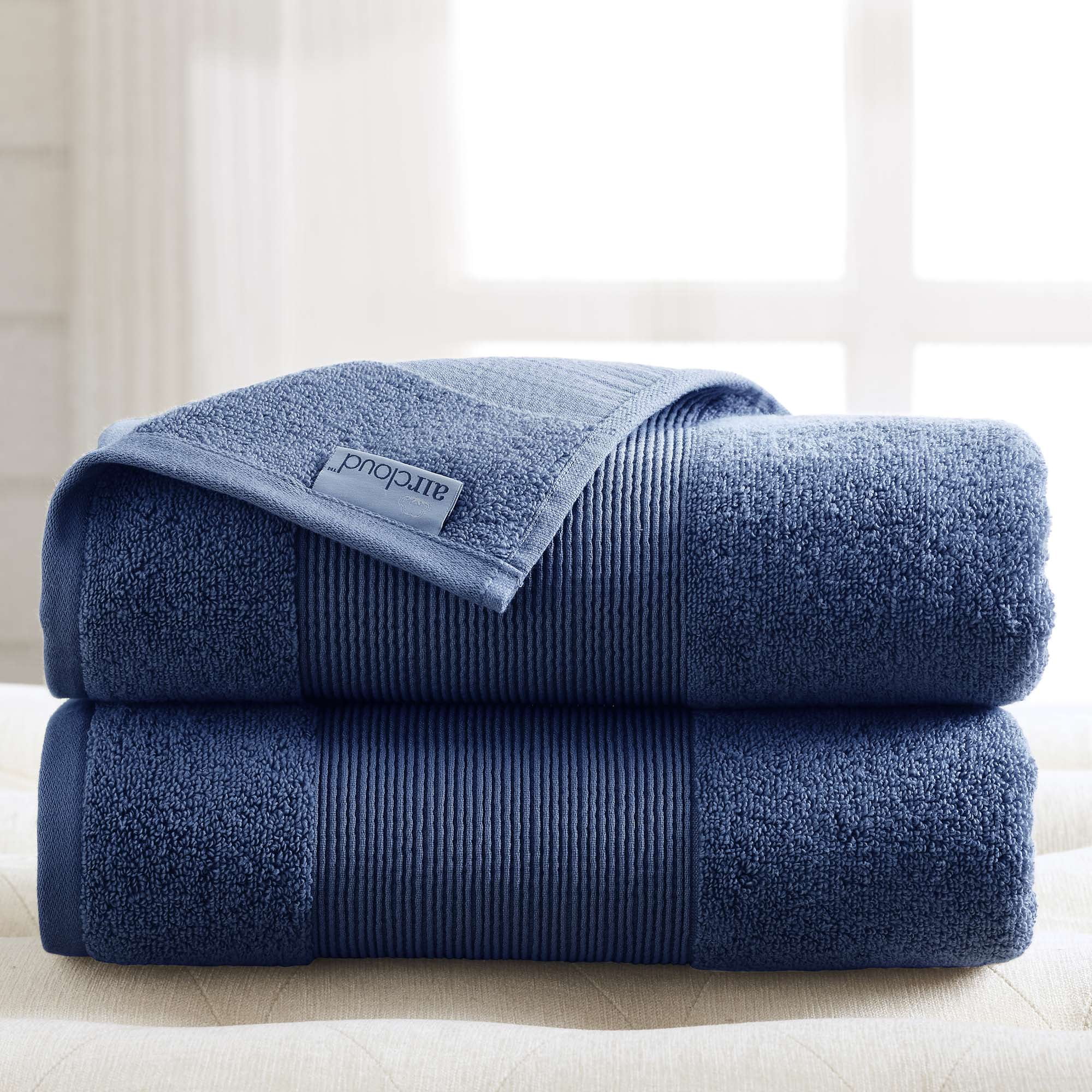 Modern Threads Aircloud 2-Pack Cotton Adult Bath Sheet, Navy - Walmart.com