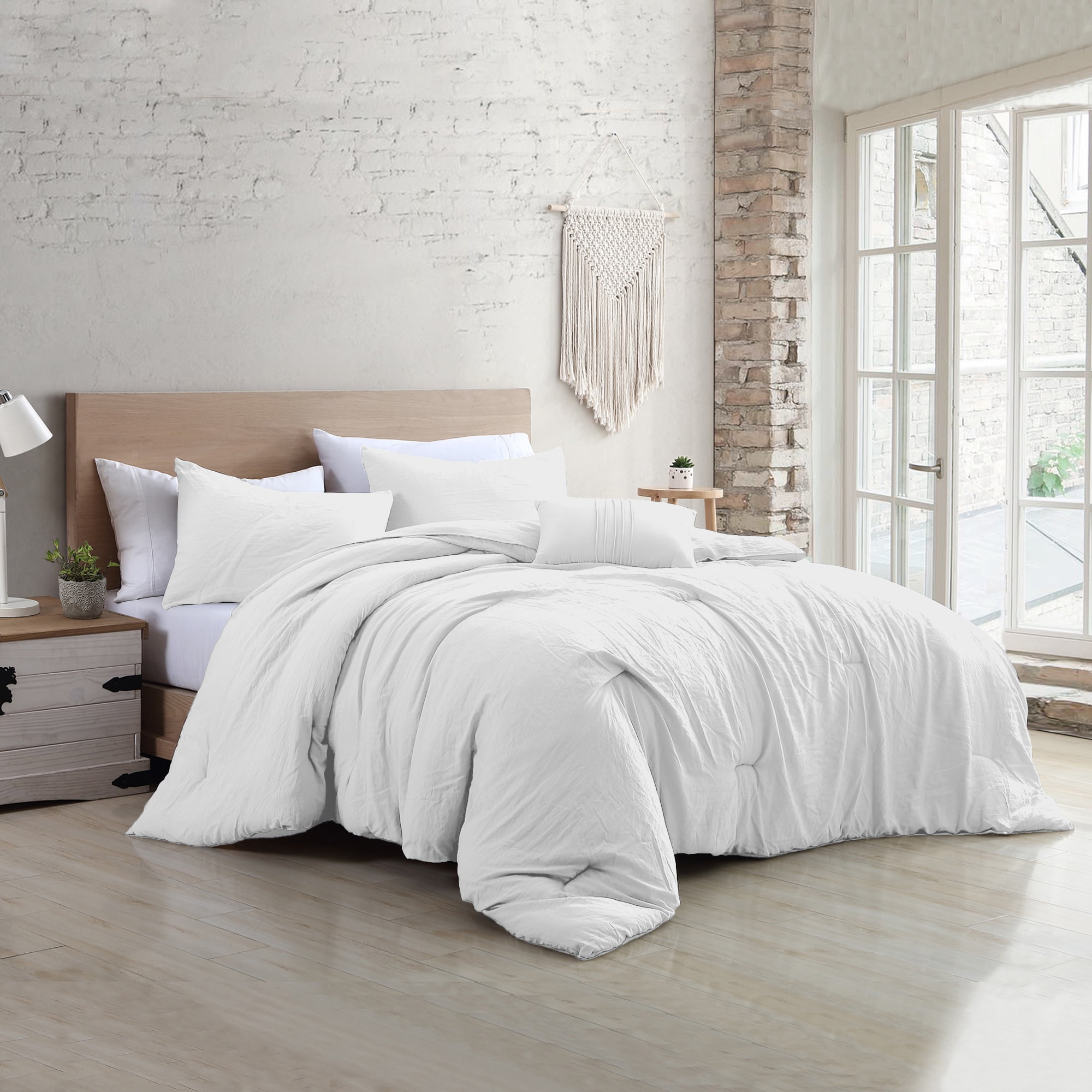 Modern Threads Beck 4-Piece Garment Washed Adult Comforter Set, White ...