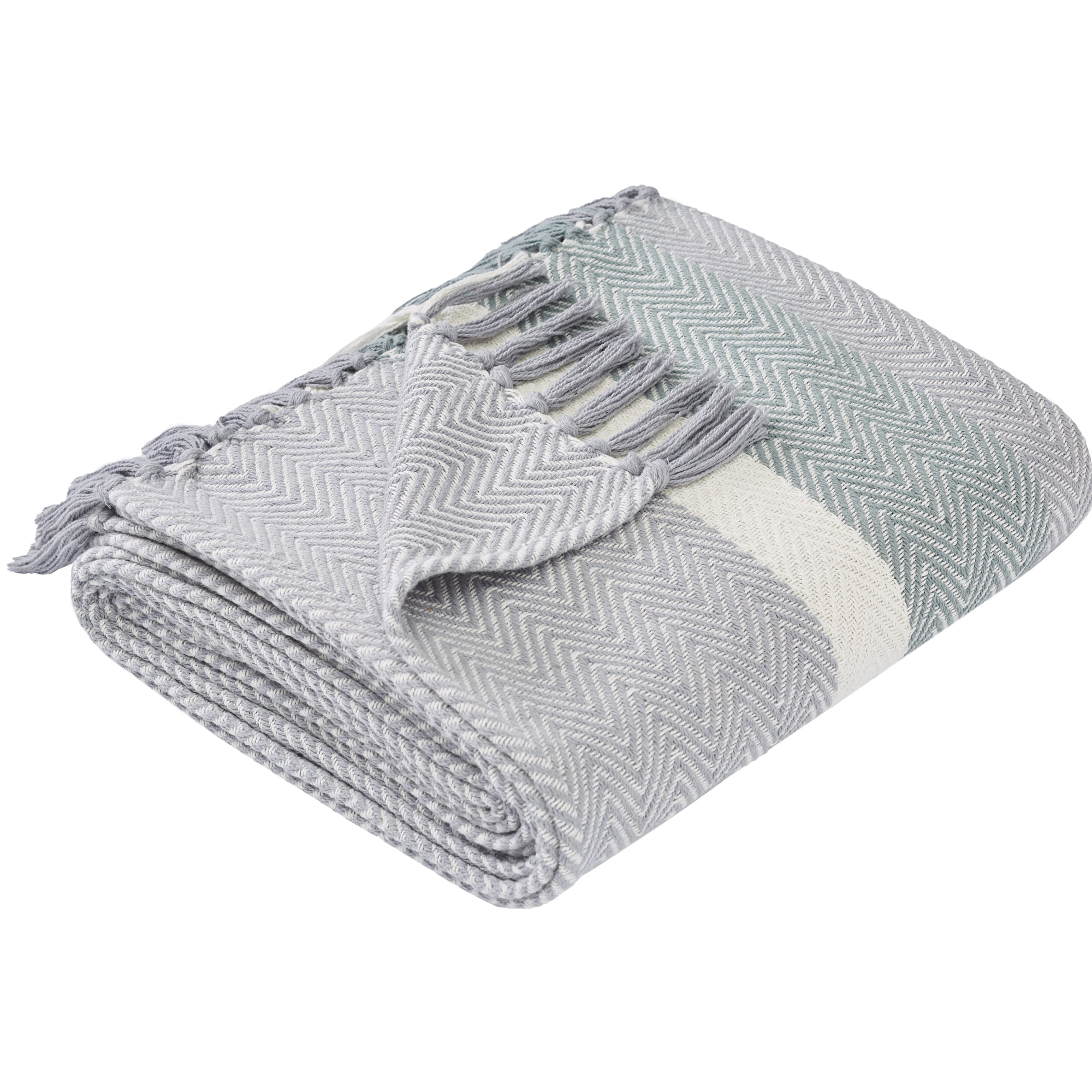 Modern Threads Gray, Beige Cotton Throw Blanket, Oversized Throw ...