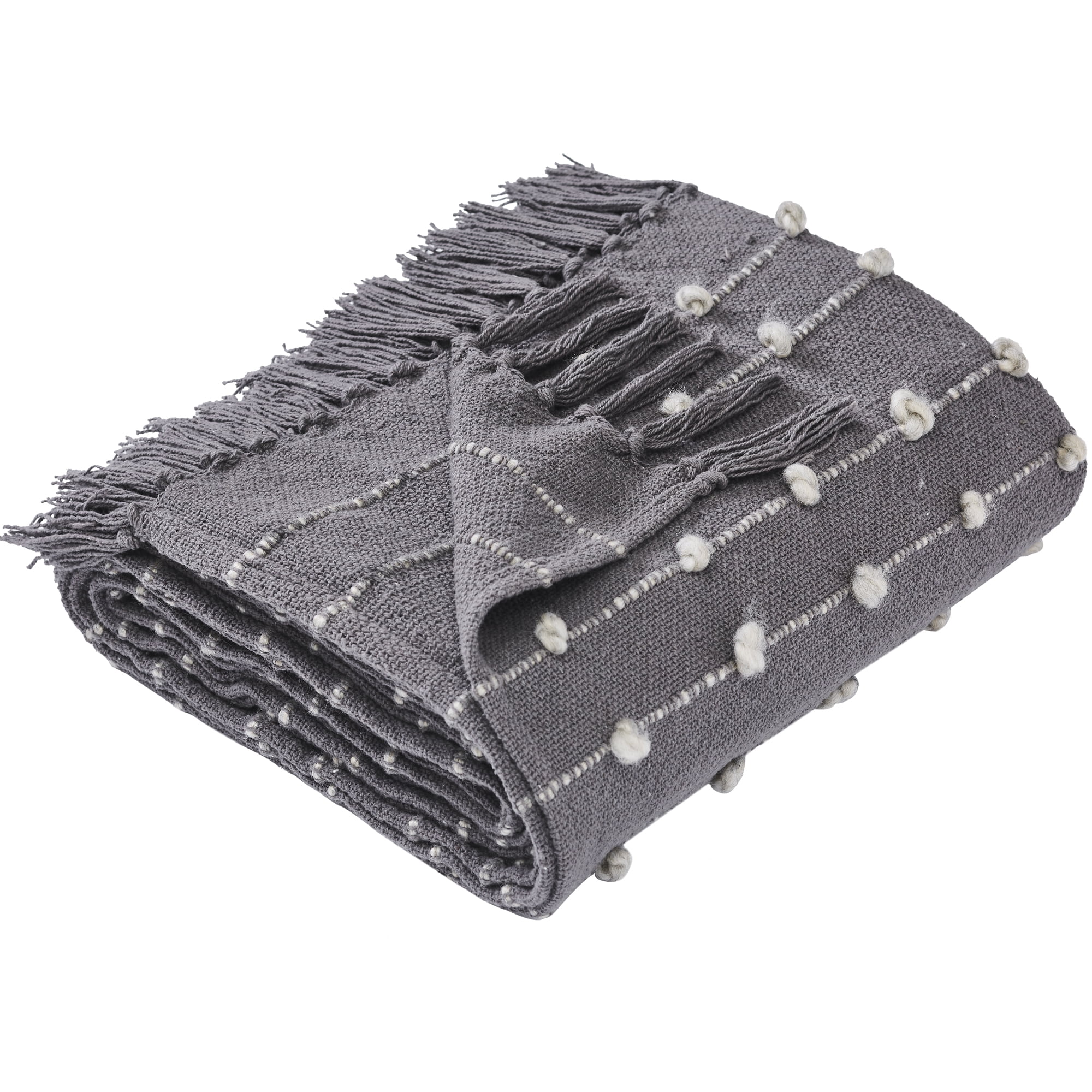 Modern Threads Gray & White Cotton Throw Blanket, Oversized Throw ...