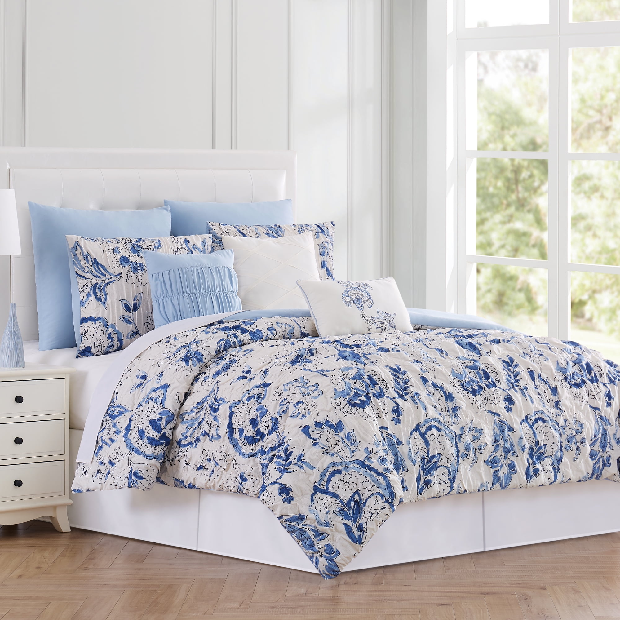 Modern Threads Ines 8-Piece Floral Adult Comforter Set, Queen - Walmart.com