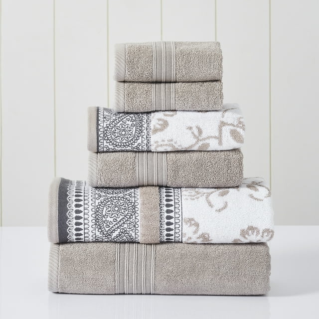 Modern Threads Ophelia 6-Piece Cotton Bath Adult Towel Set, Fawn ...