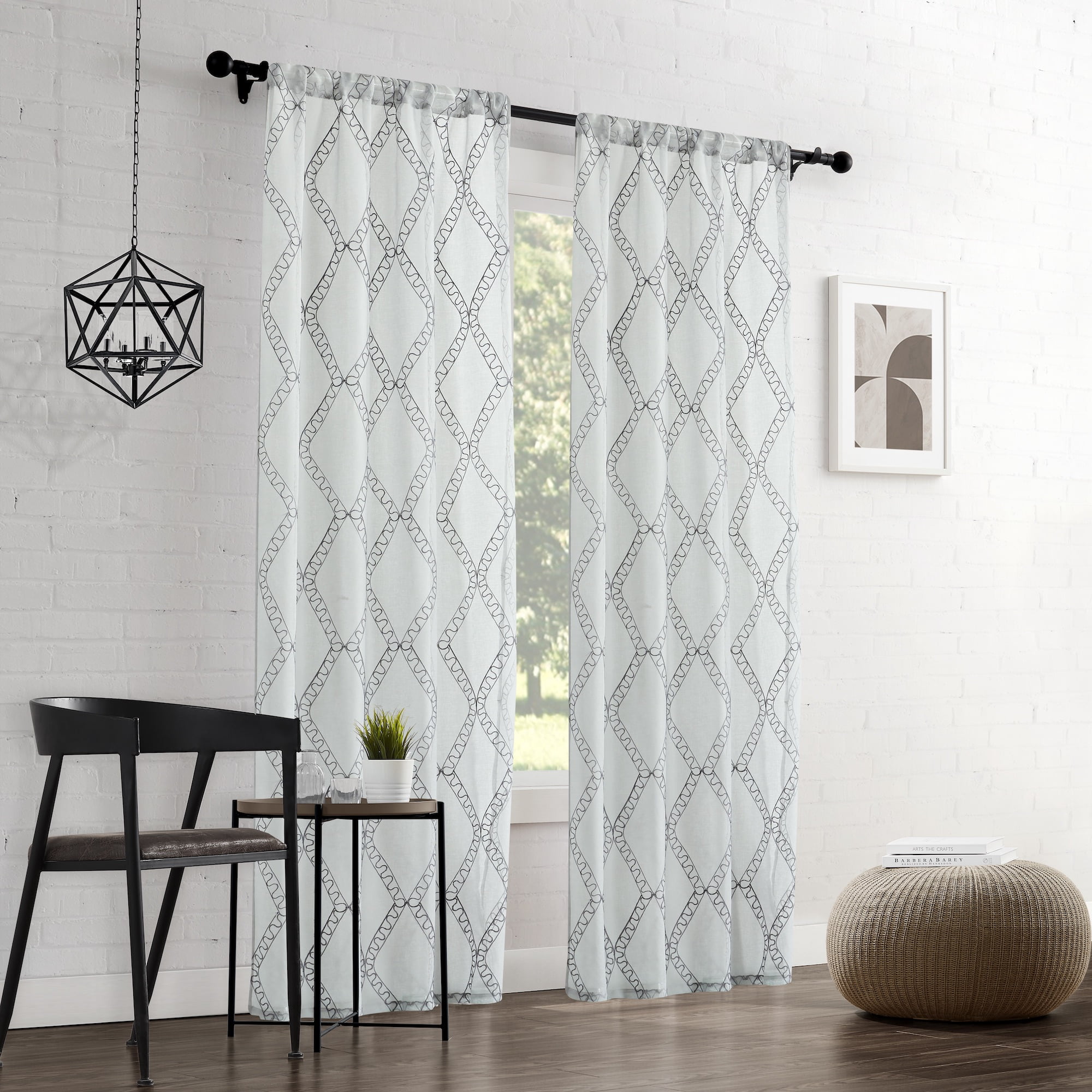 Modern Threads Sheer Diamond Curtains - Sheer Panels - Walmart.com