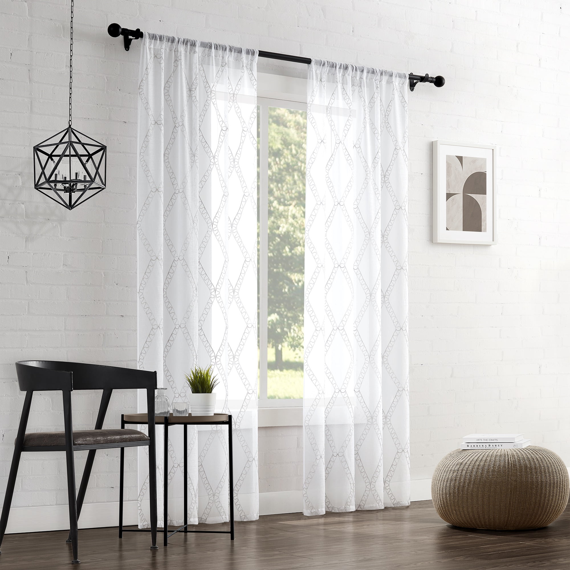 Modern Threads Sheer Diamond Curtains 2 Panels Set, Oyster - Walmart.com