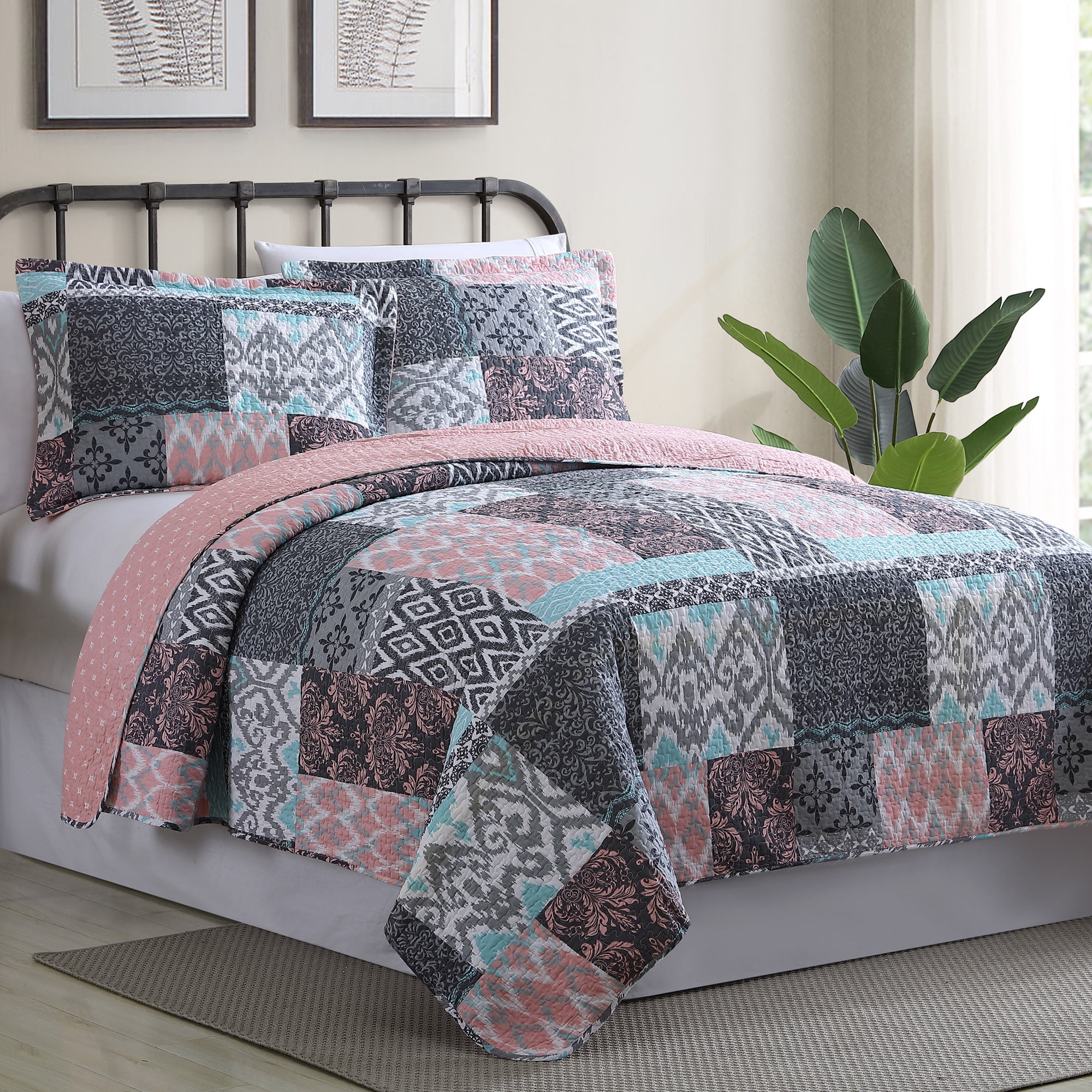 Modern Threads Sylvia Multi-color Printed Patchwork Cotton Quilt, Full ...