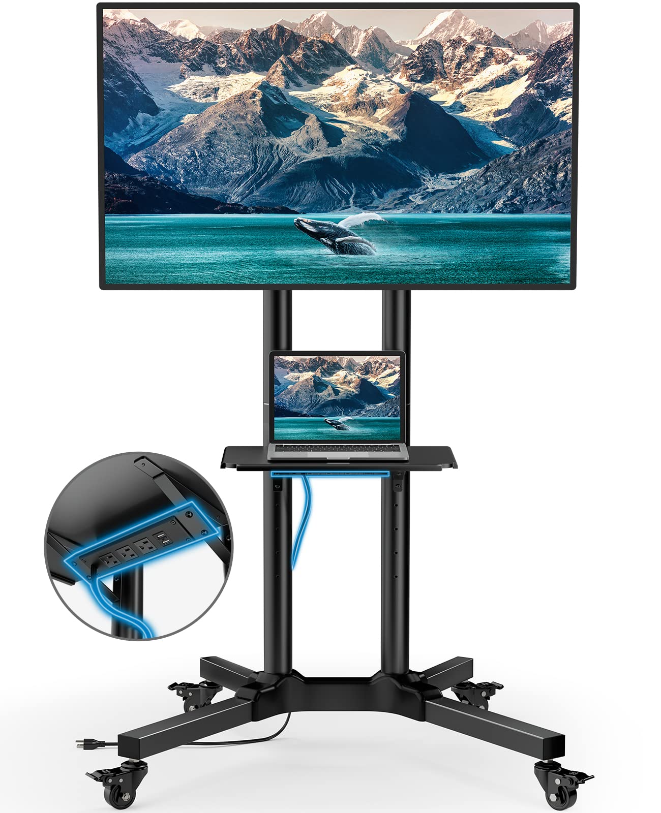 Yaheetech Adjustable Mobile TV Stand with Mount Rolling TV Cart for 32 ...