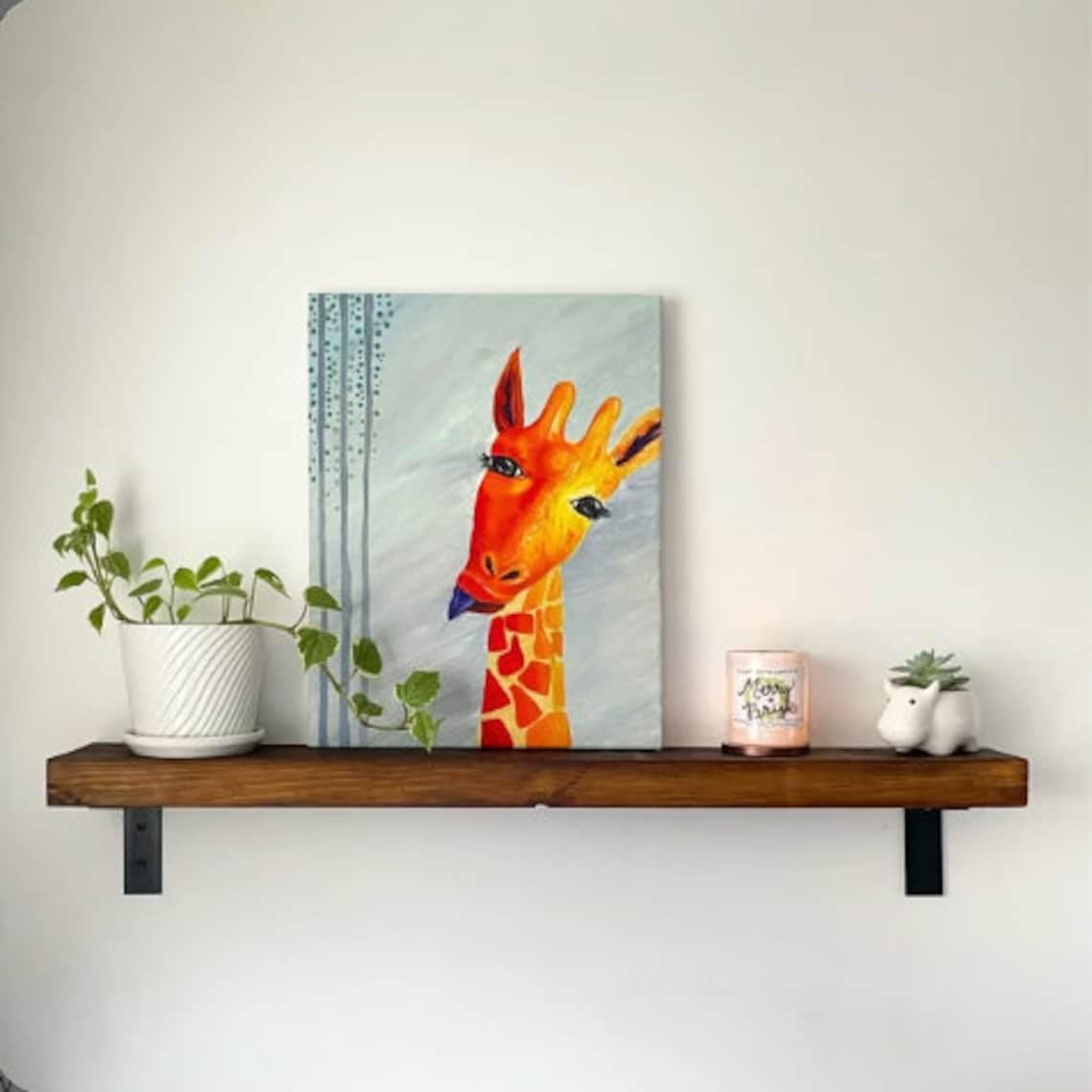 Modern Timber Craft Reclaimed Wood Wall Shelf with Steel Angle Brackets ...