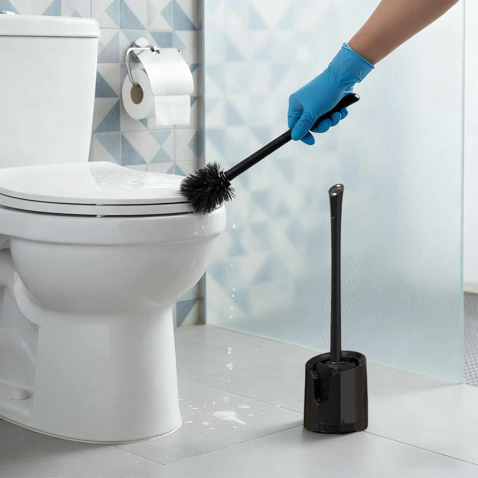Modern Toilet Brush with Stiff Bristles and Storage Base, Manual ...
