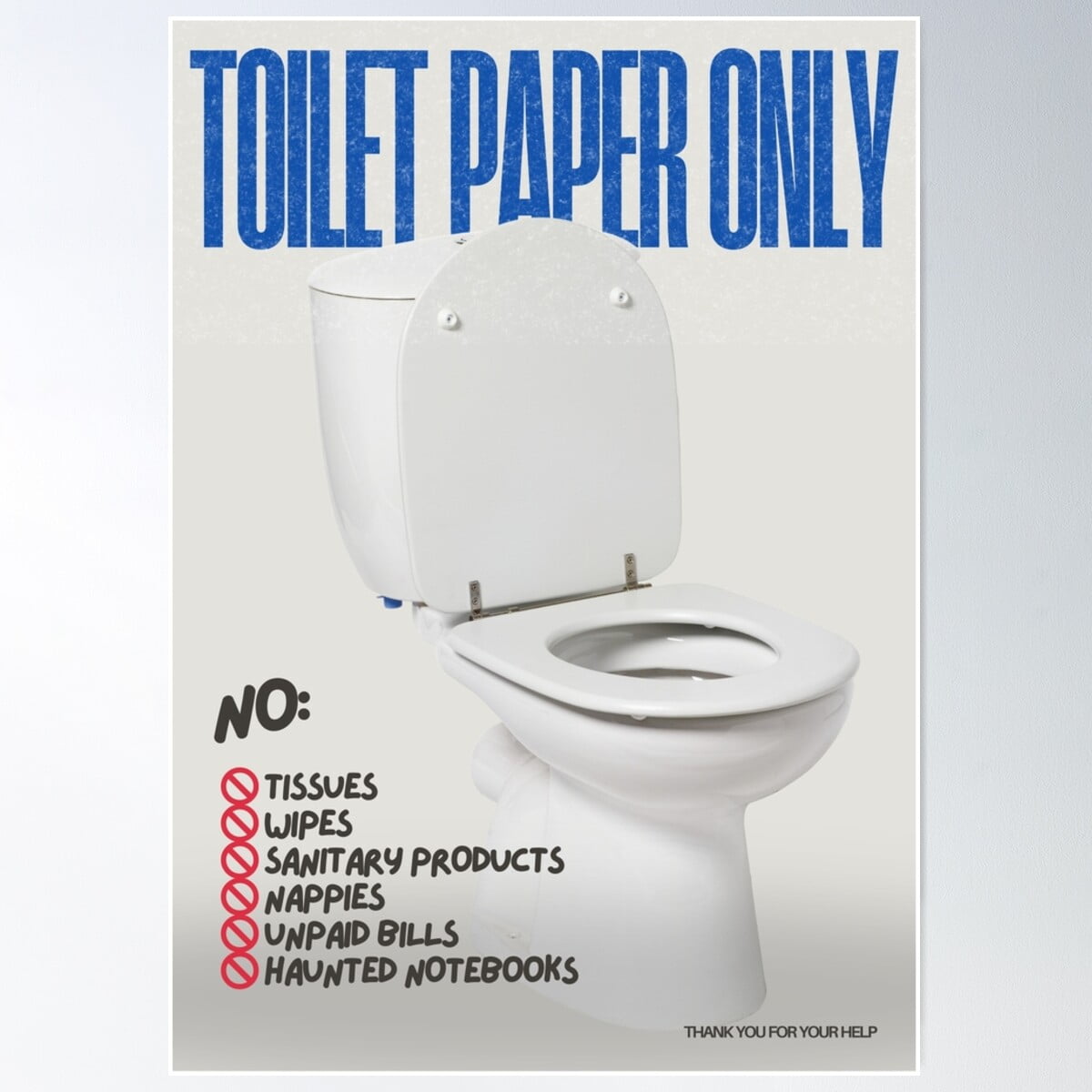 Modern Toilet Paper Only Bathroom Sign Â€“ Aesthetic Cool Funny ...