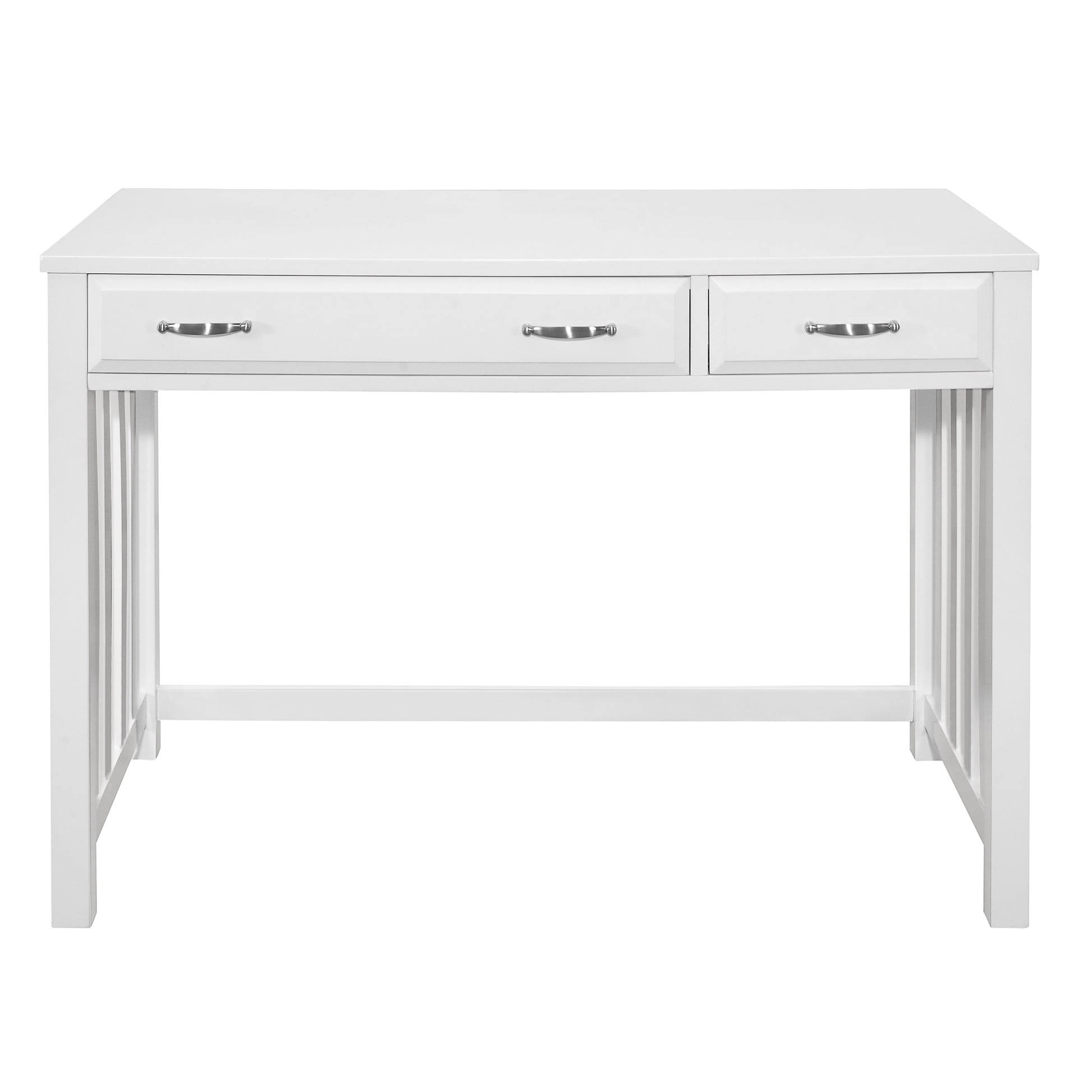Modern Traditional Desk, White, 2 Drawers, Wooden, Keyboard Slot White ...