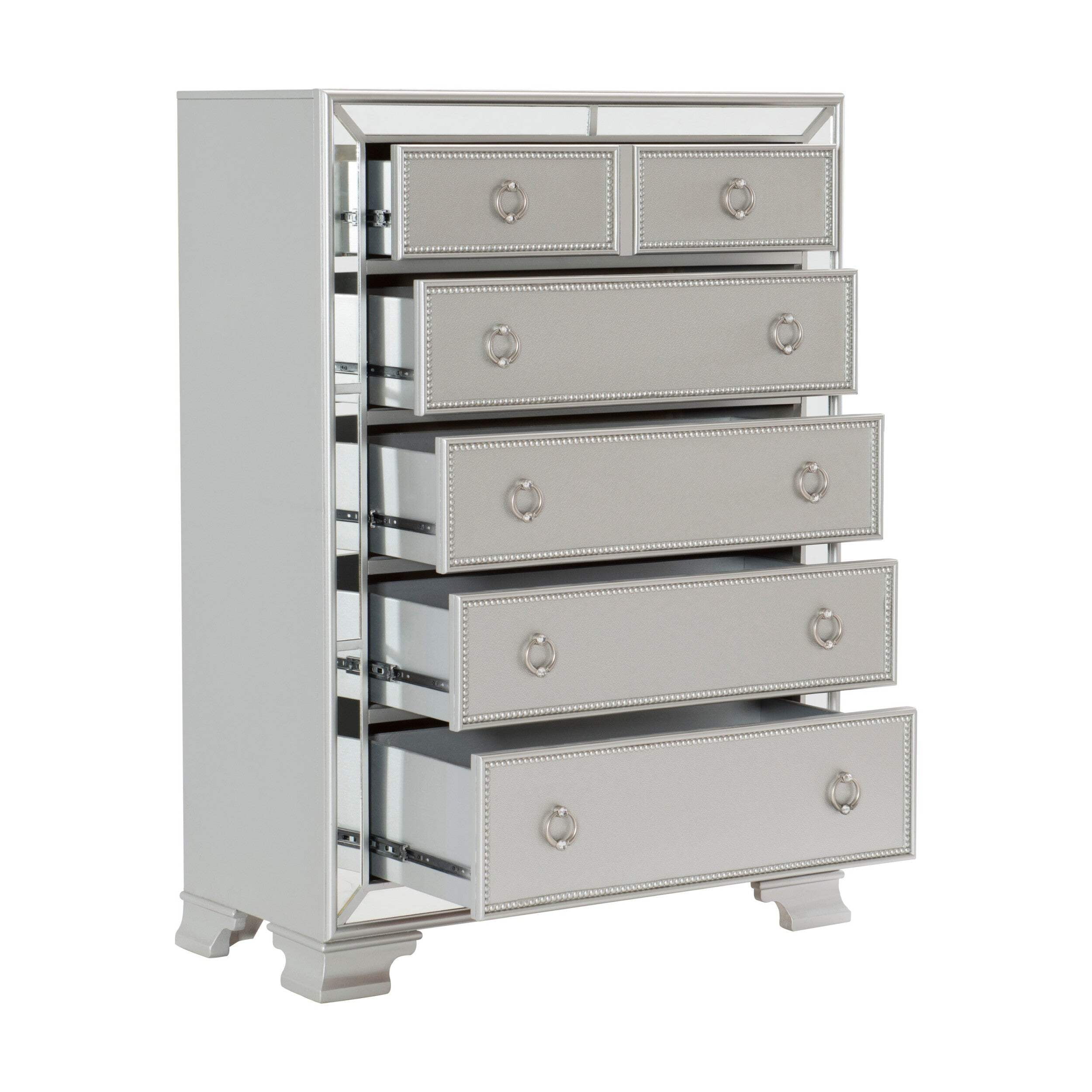 Modern Traditional Style 1Pc Bedroom Chest Of Drawers Embossed Textural ...