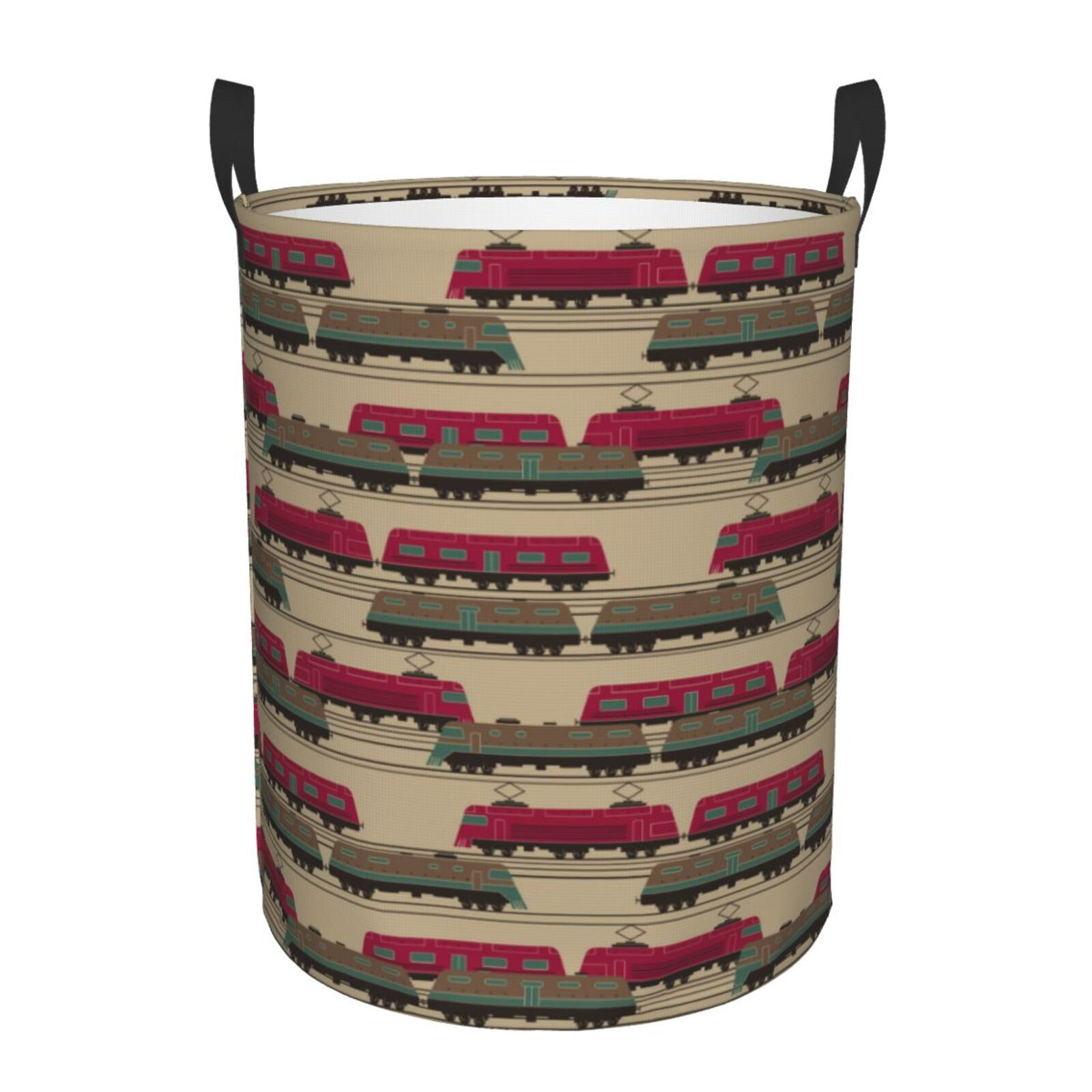Modern Train Pattern Laundry Basket with Handles - Freestanding Laundry ...